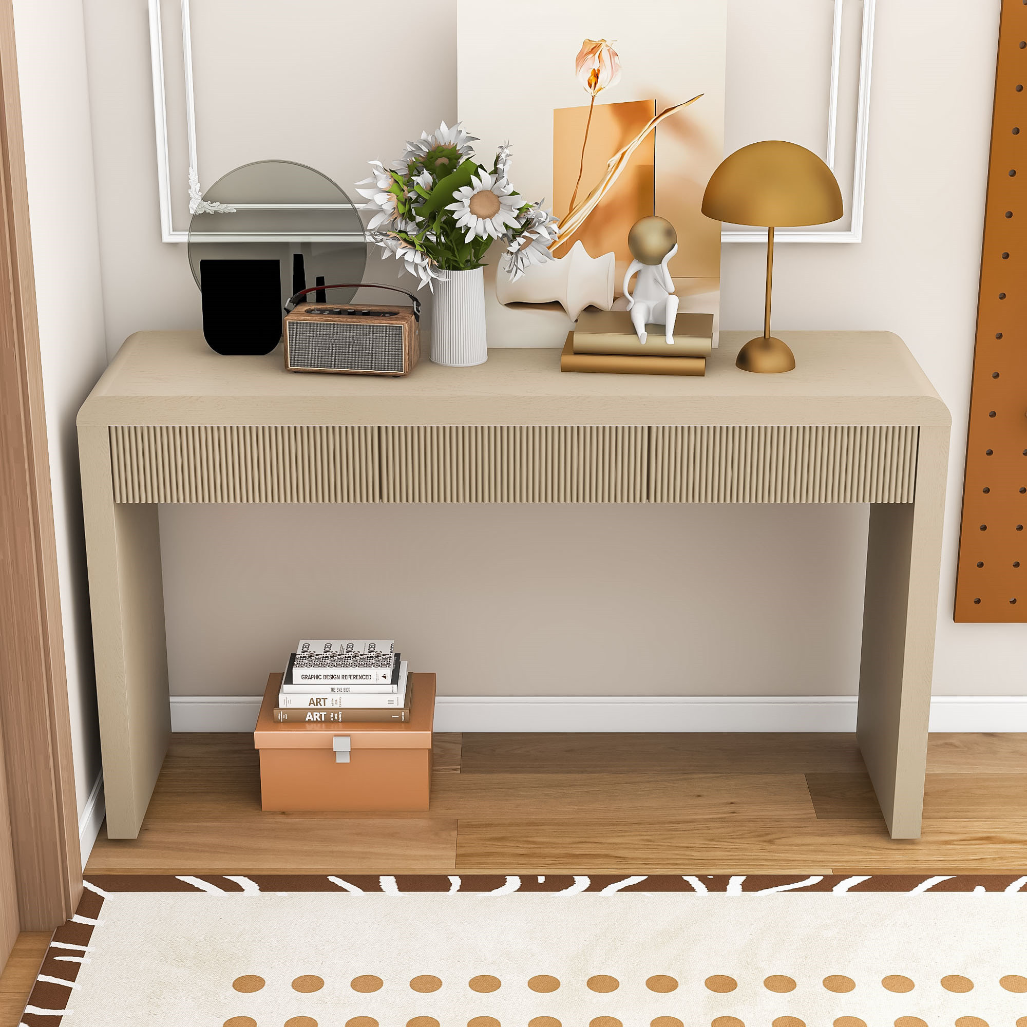 Latitude Run® Rustic Fluted Drawer Console Table - Stylish Entryway ...