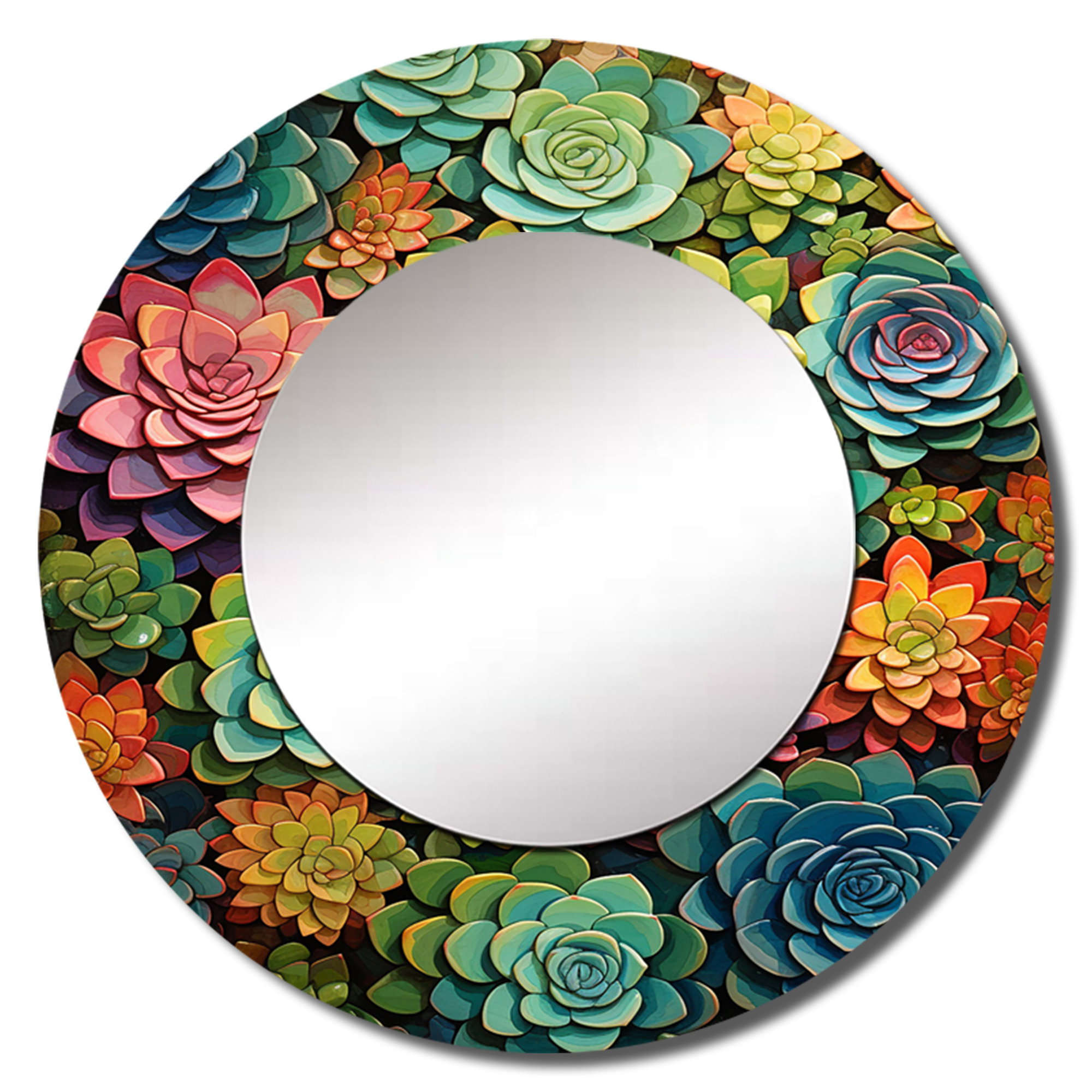 Design Art Succulents Succulent Mosaic - Floral & Botanical Round ...
