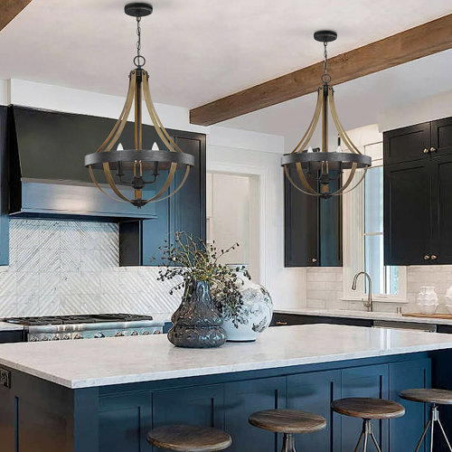 August Grove® Lystra 18" 3-Light Retro Industrial Style Distressed Oak ...