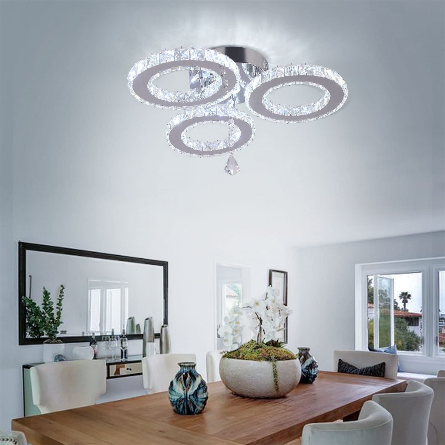 House of Hampton Modern Crystal Ceiling Light - Contemporary Design ...
