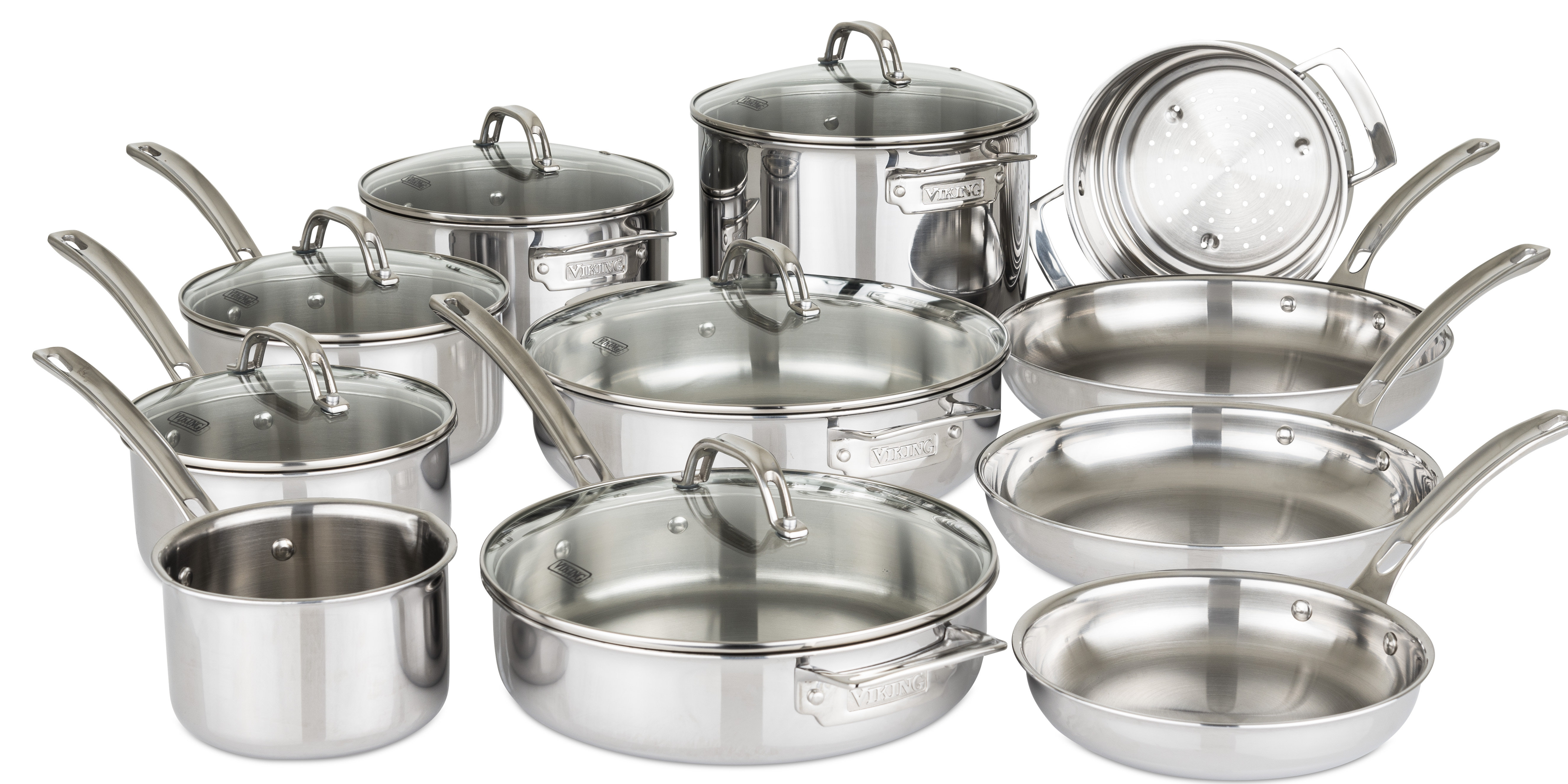 Viking 3-Ply 17 Piece Stainless Steel Cookware Set & Reviews | Wayfair