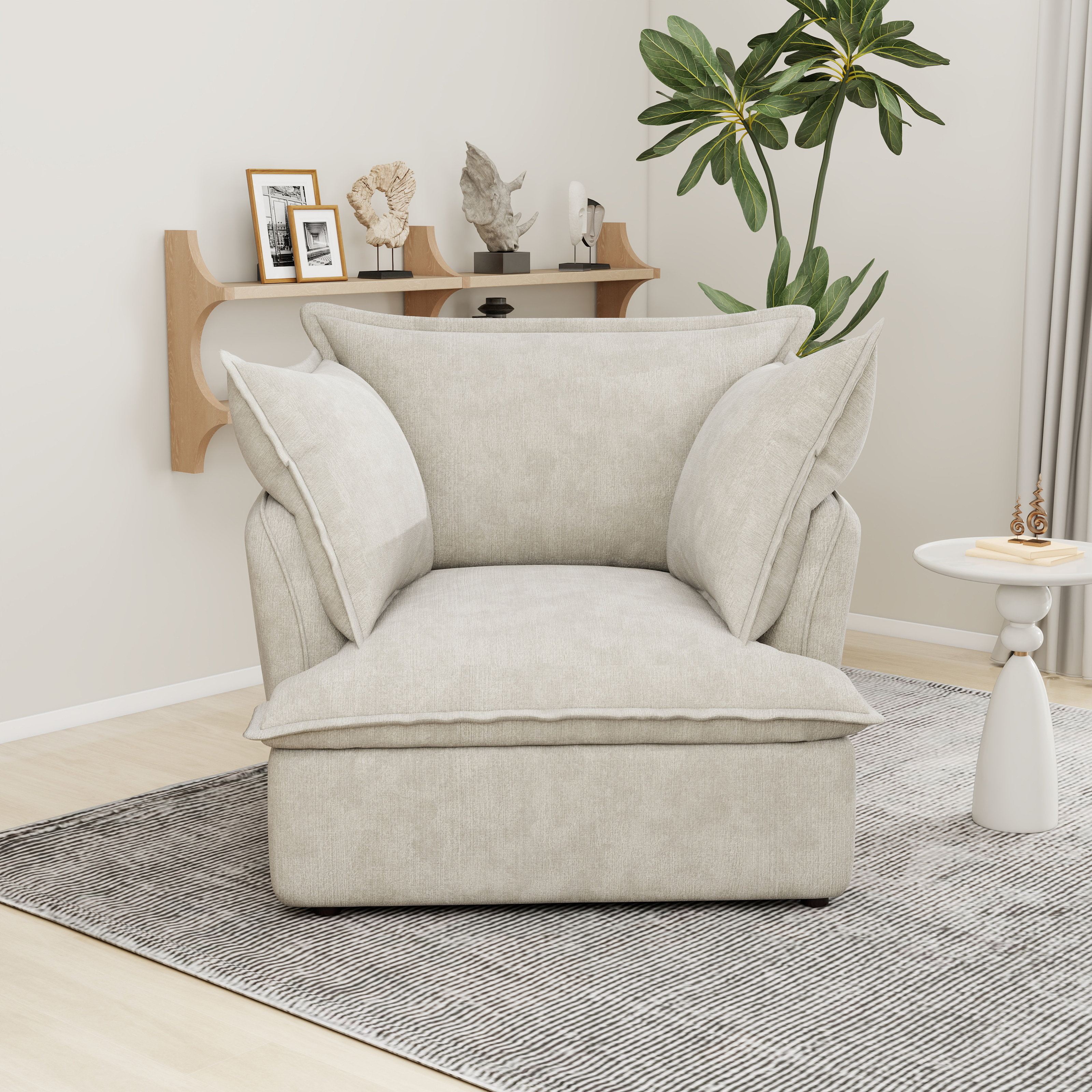 Latitude Run® 38"w Chenille Armchair-modern Accent Chair & Single Sofa ...