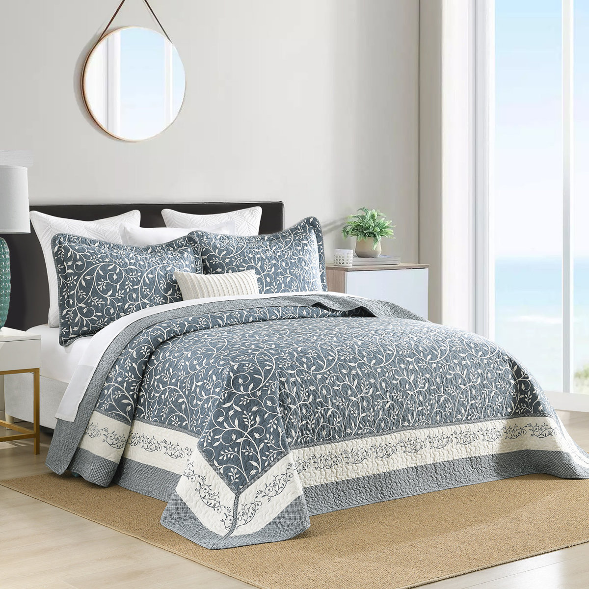 FineStichery 100% Cotton 3-Piece Oversized Reversible Bedspread ...