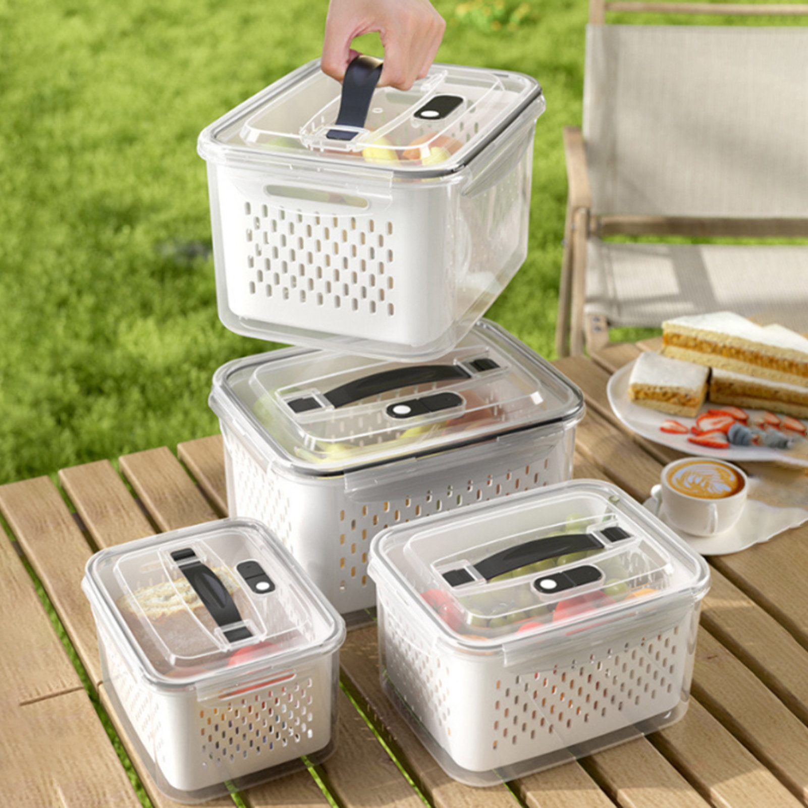 Rebrilliant 3/4/5Pcs Food Storage Box Large Capacity Double-Layer ...