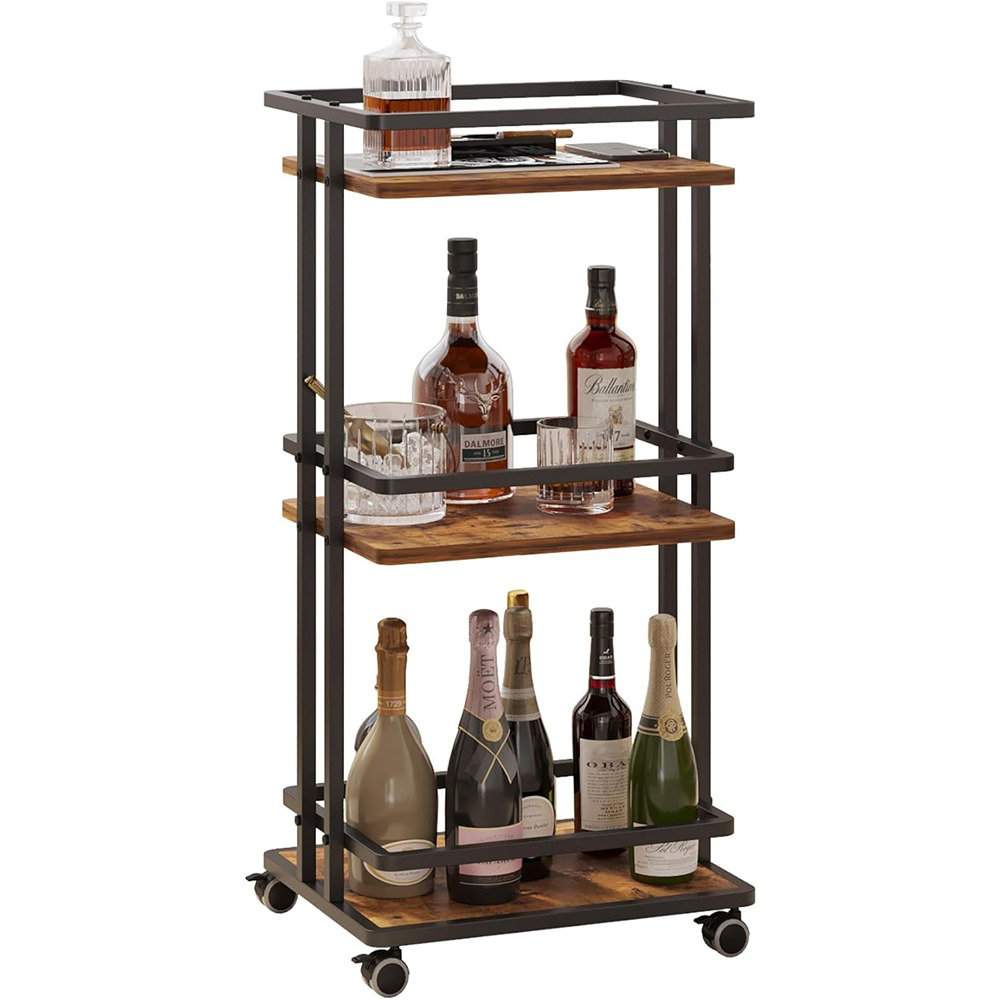 17 Stories Bar Carts For The Home With Wheels, 3 Tier Beverage Bar Cart Wit... - Wayfair Canada