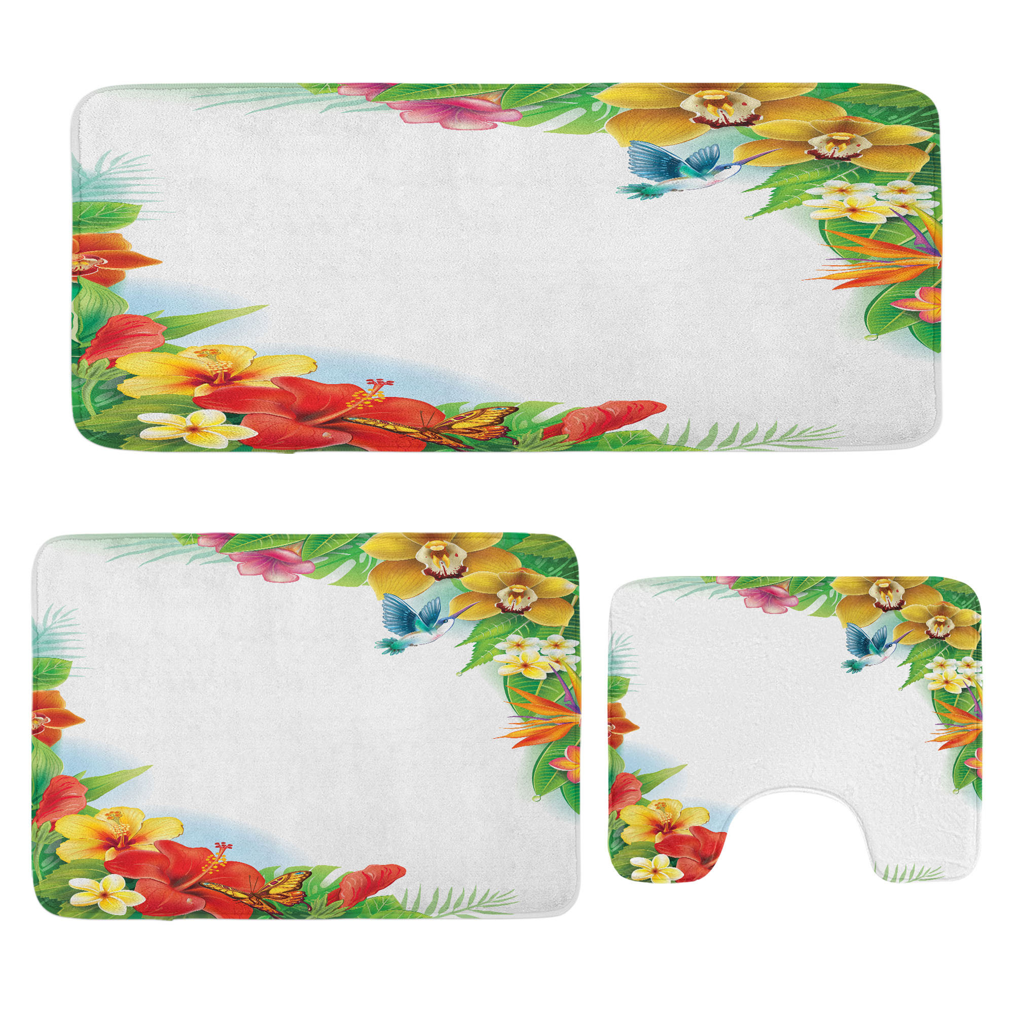 East Urban Home Hummingbirds Bathroom Rug Set 3 Pieces U-Shape ...