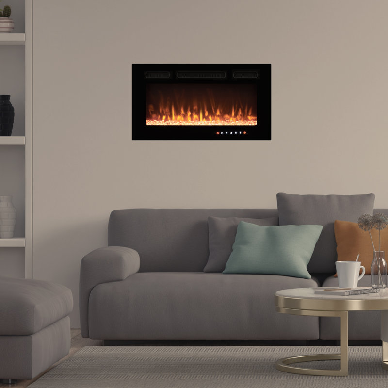 Symple Stuff Chamberlayne Wall Mounted Electric Fireplace, Inserts ...