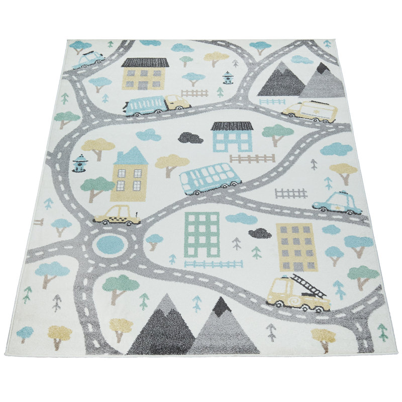 Paco Home Nursery Rug With Streets Cars And Trees Motif In Pastel ...