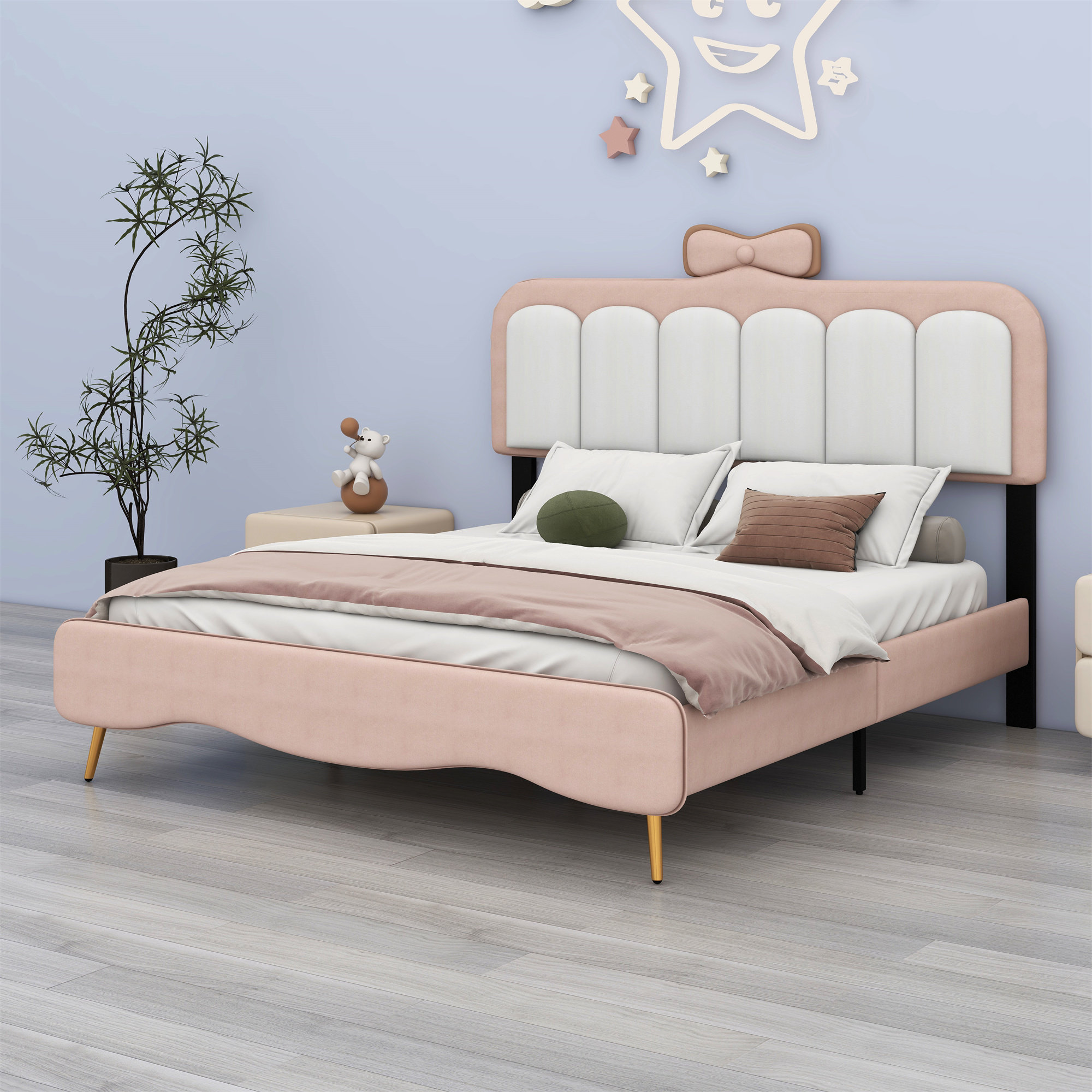 House of Hampton® Kelliana Upholstered Metal Panel Bed | Wayfair
