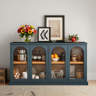 Winston Porter 4-door Large Storage Sideboard With Glass Doors, Arched ...