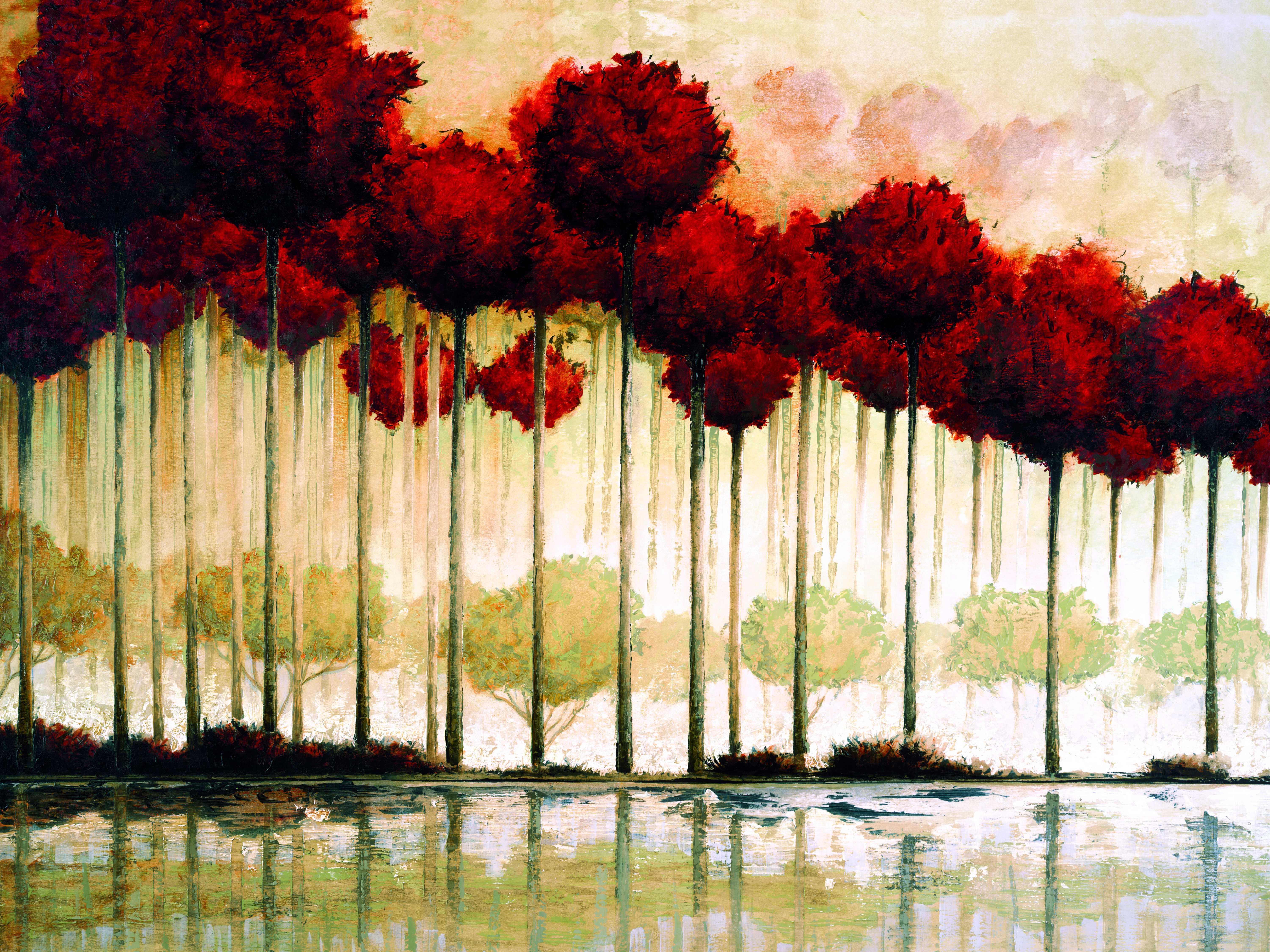 Wildon Home® Red Lollipop Trees - Wrapped Canvas Print | Wayfair
