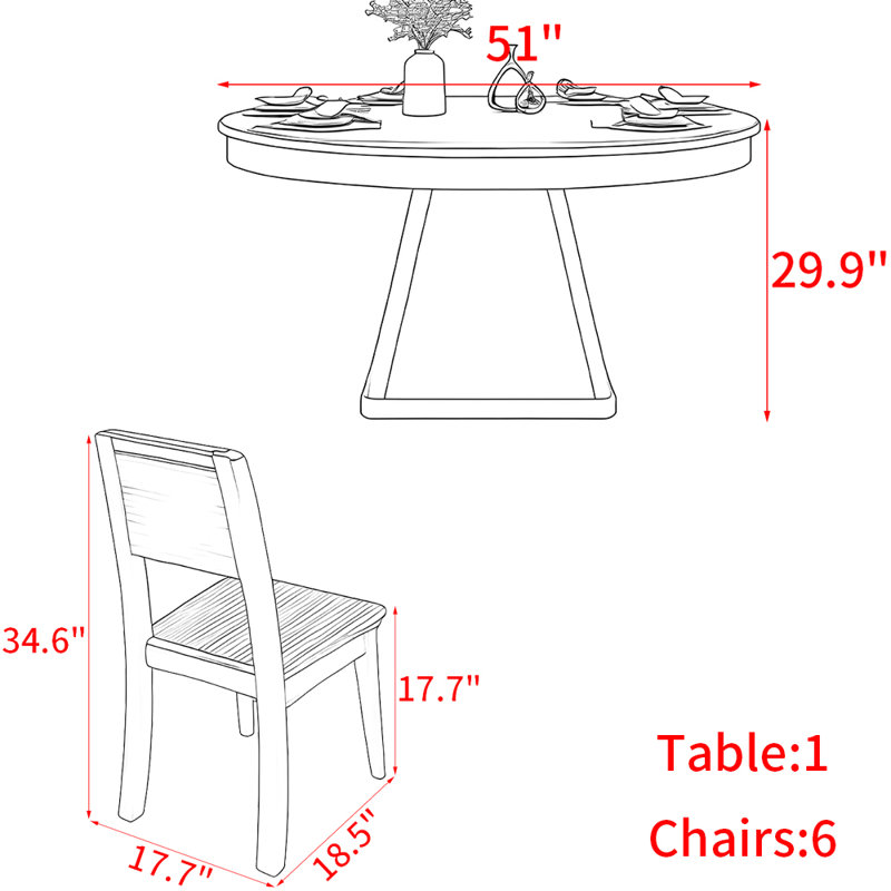 Waagy Modern Chinese style round dining table set | Wayfair