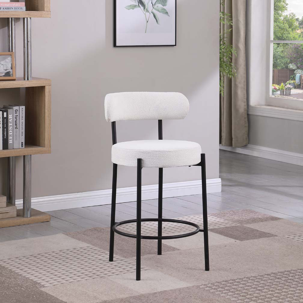 Latitude Run® Sherpa Upholstered Bar Stools Set with Low Back,Metal ...