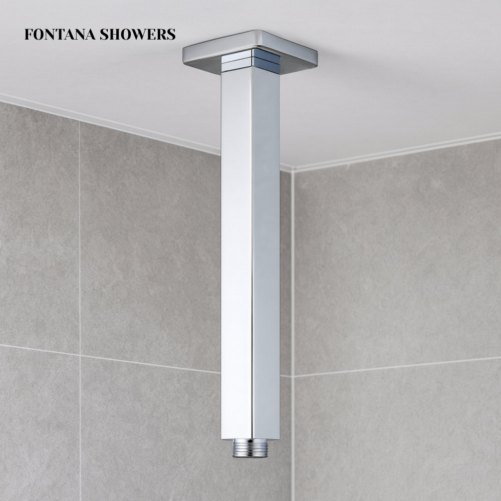 FontanaShowers Solid Brass Chrome Overhead Shower Bar Set with Rainfall ...