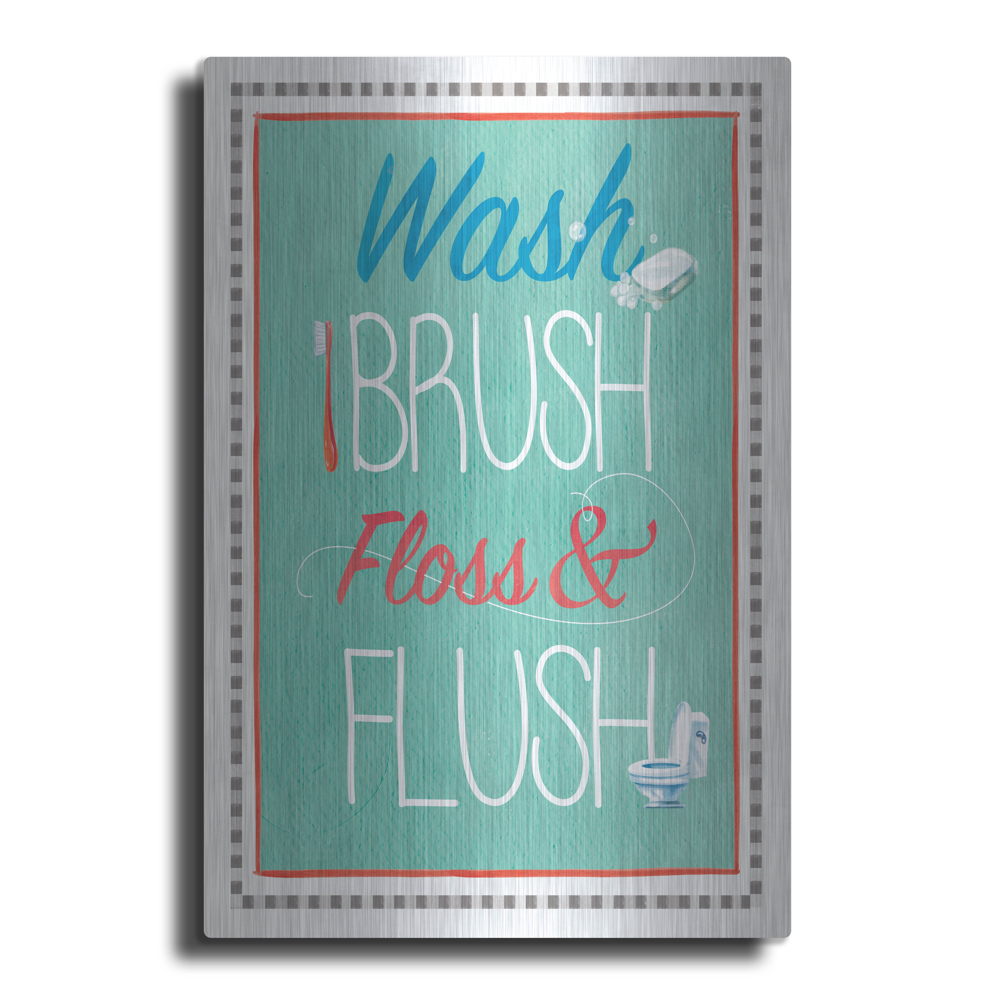 Trinx 'Kids Bath 1C' by Fiona Stokes-Gilbert Metal Wall Art | Wayfair