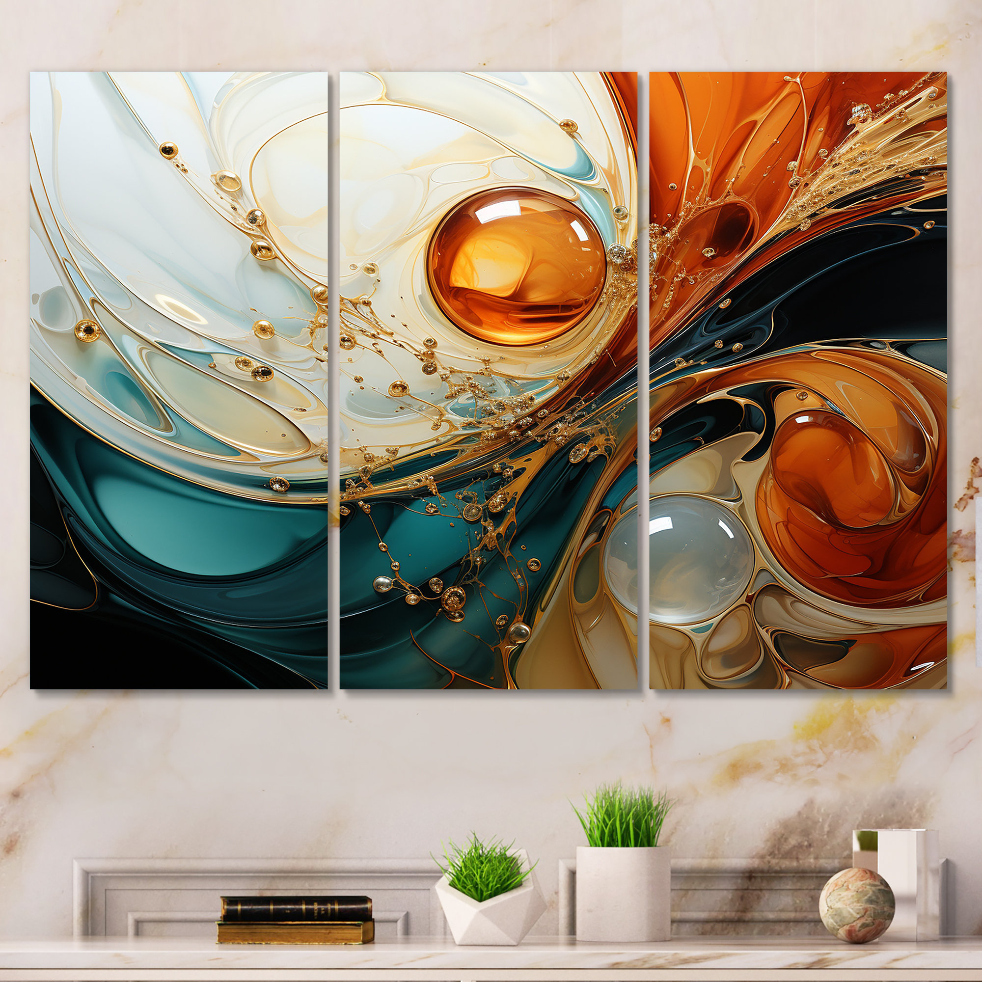 Mercer41 Orange And Emerald Marble Lava IV - Abstract Wall Art ...