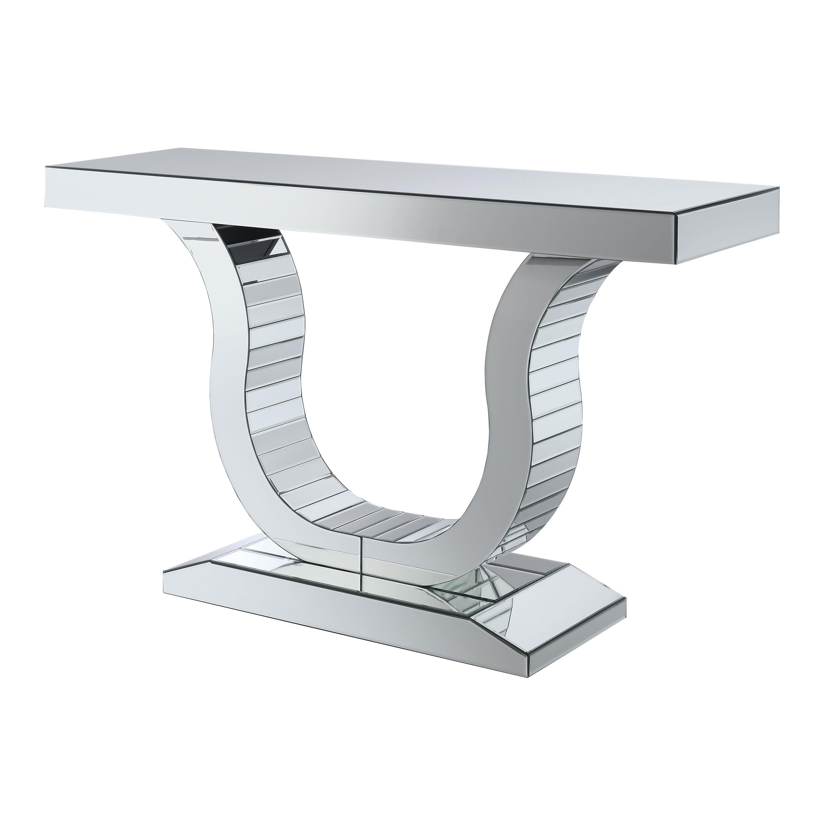 Everly Quinn U-shaped Mirrored Entryway Console Table Silver | Wayfair