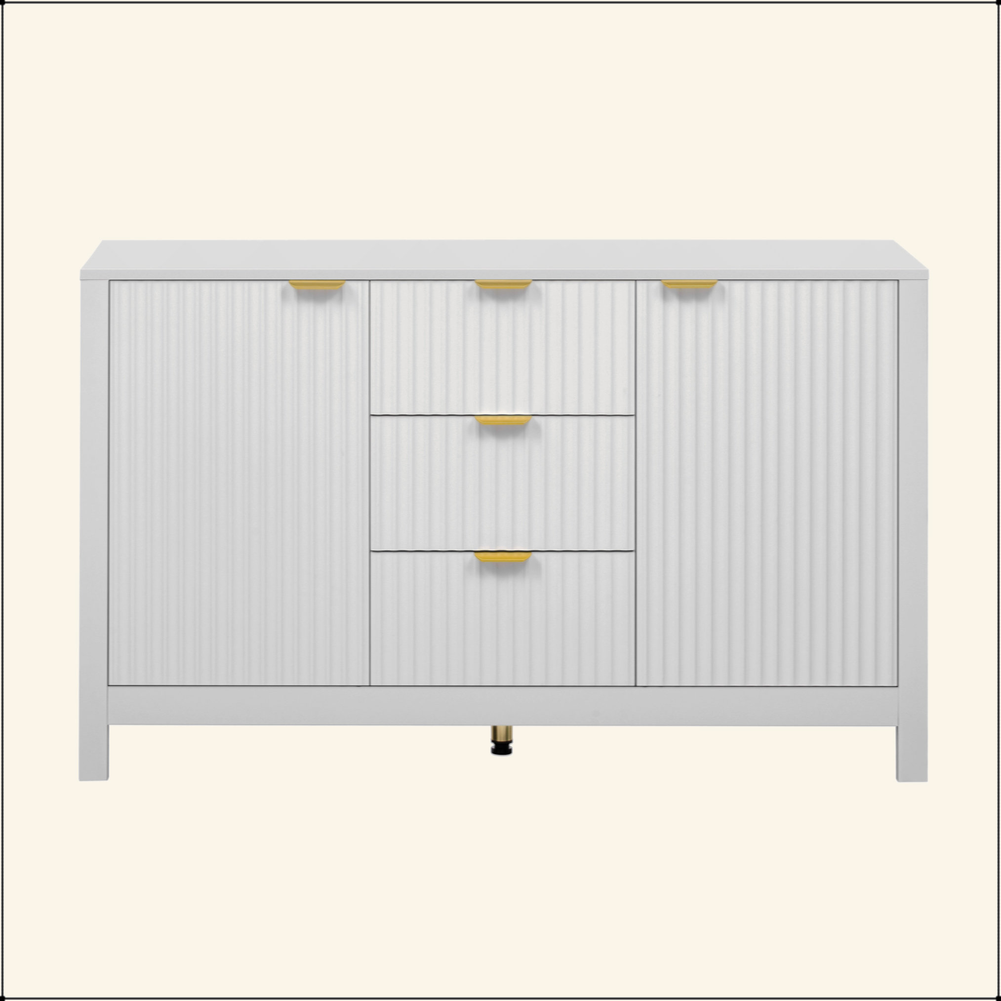 Wrought Studio Sideboard With Wave Design - 3 Adjustable Shelves, 3 ...