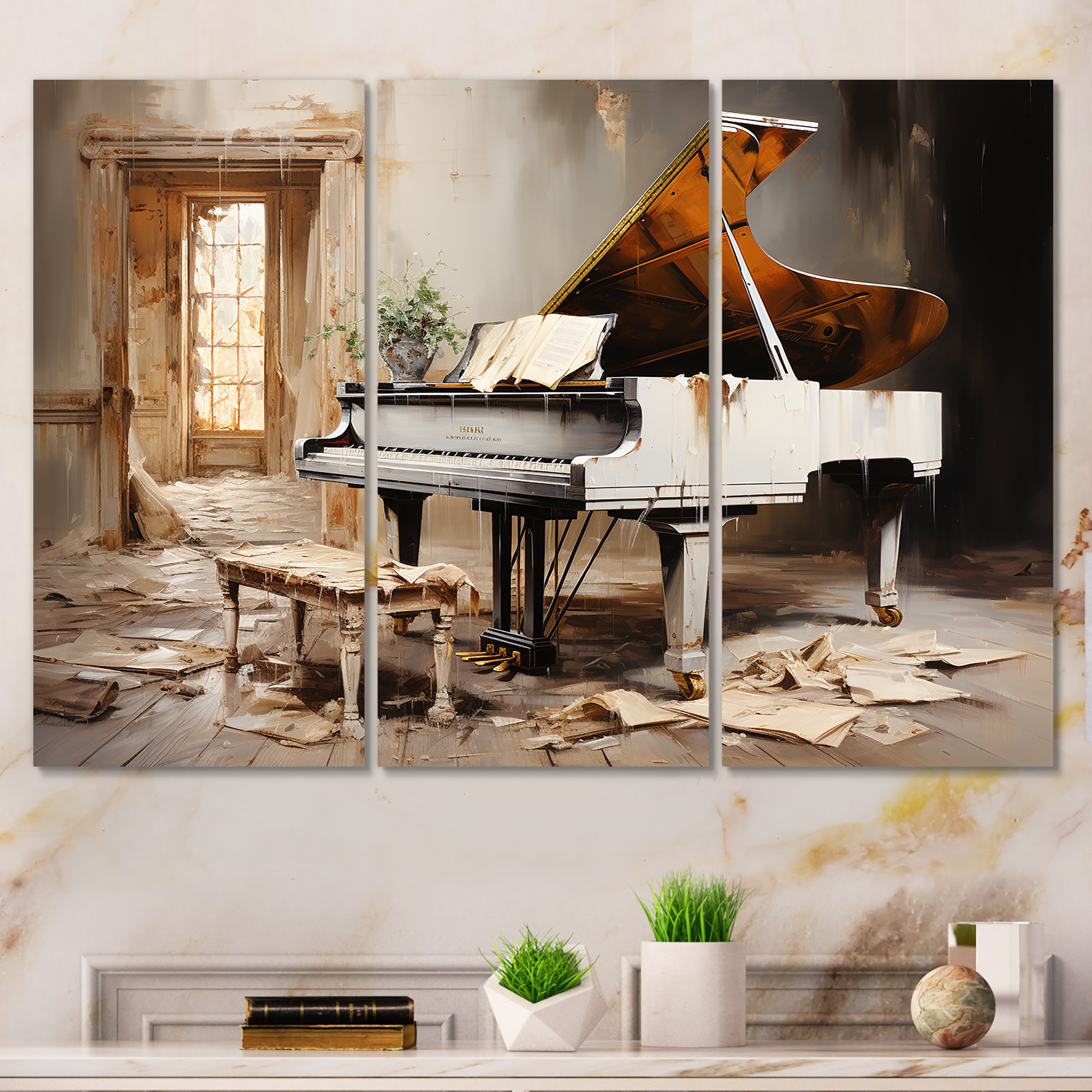 Lark Manor™ Rustic Grand Piano Melody - Piano Wall Art | Wayfair