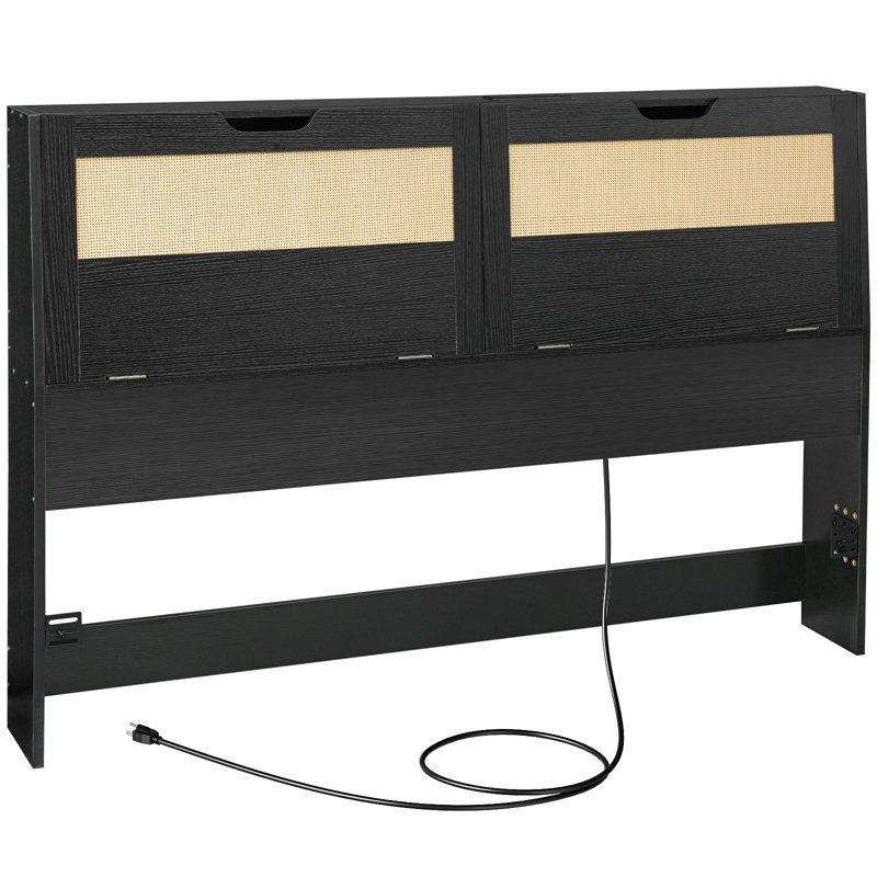 Bay Isle Home™ Quang Queen Headboard with Storage and Power Outlet ...