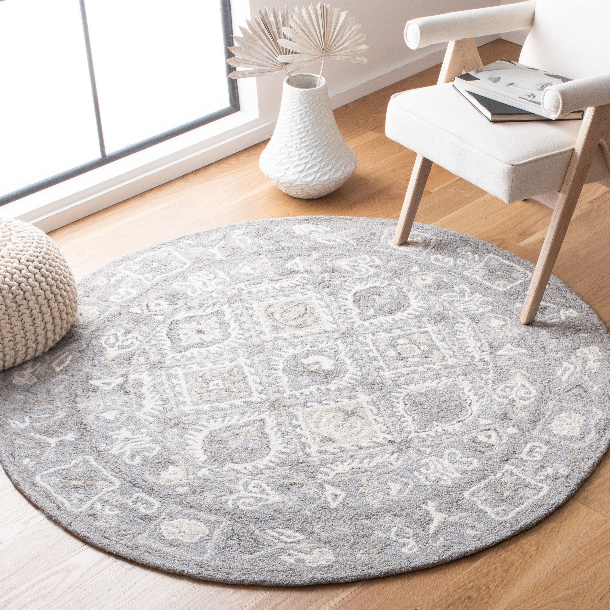 Bungalow Rose Micro-Loop Hand Tufted Cotton With Latex Geometric Rug ...