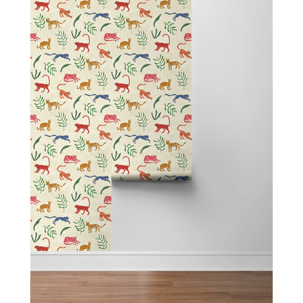 Bungalow Rose Prance Leopard Novelty 18' L x 20.5" W Peel and Stick ...