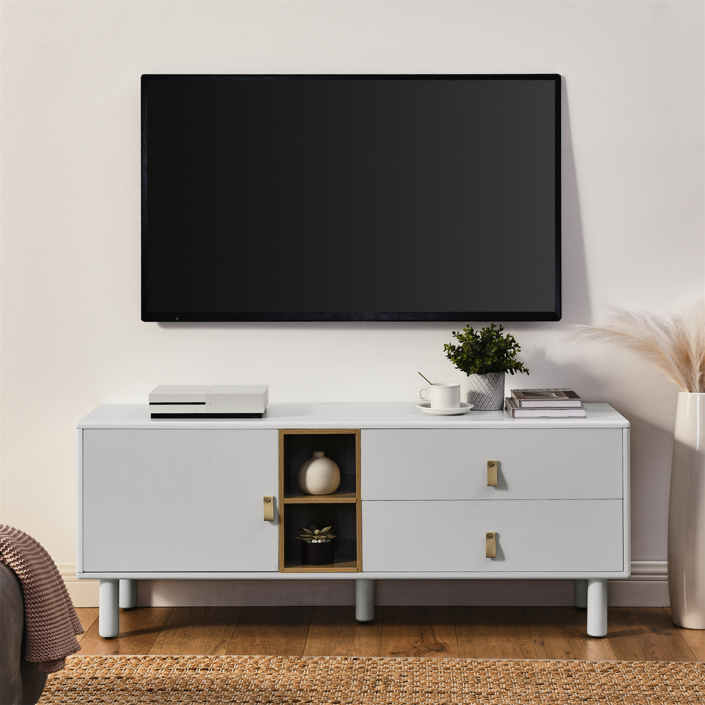 Latitude Run® Modern Wooden TV Cabinet with Drawers and Doors, Offering ...