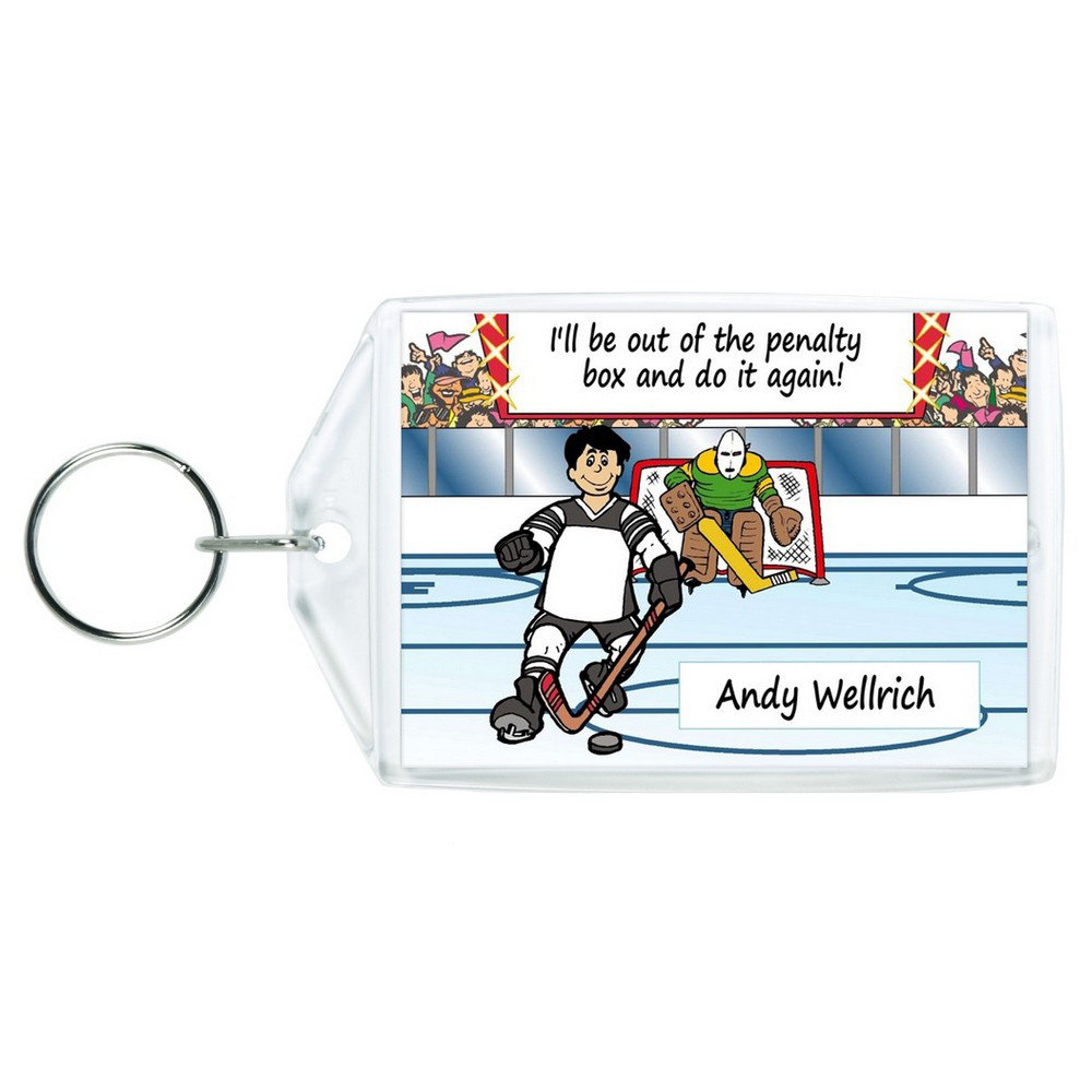Printed Perfection Personalized Hockey Player - Male Acrylic Key Chain ...