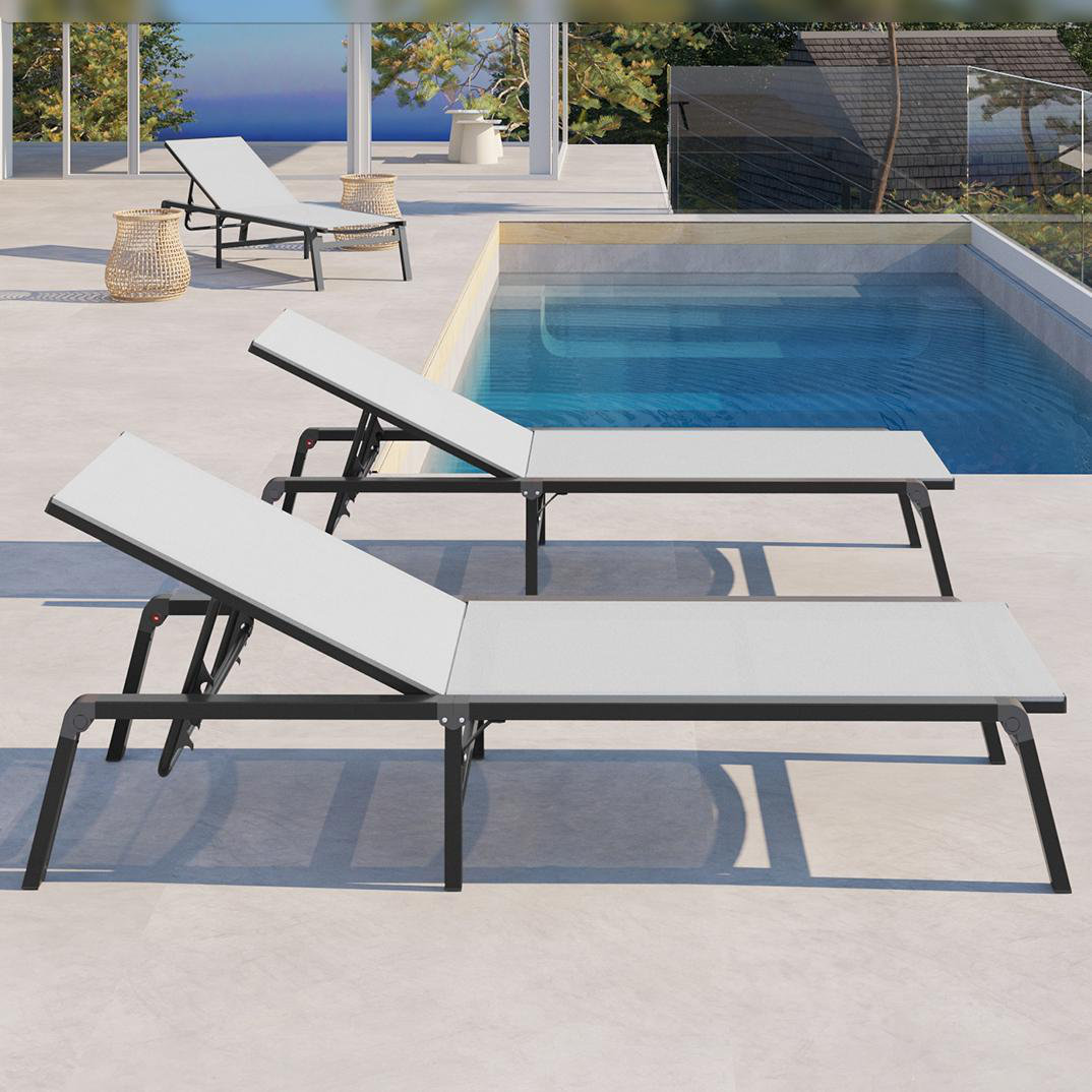 Latitude Run® Aluminum Chaise Lounge Chair Reclining Patio Lounge Chair ...