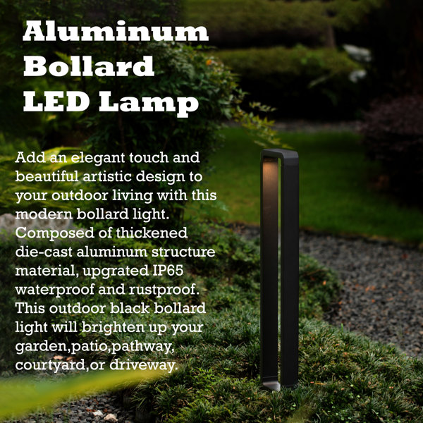 Gardenised Black Integrated LED Bollard Light | Wayfair