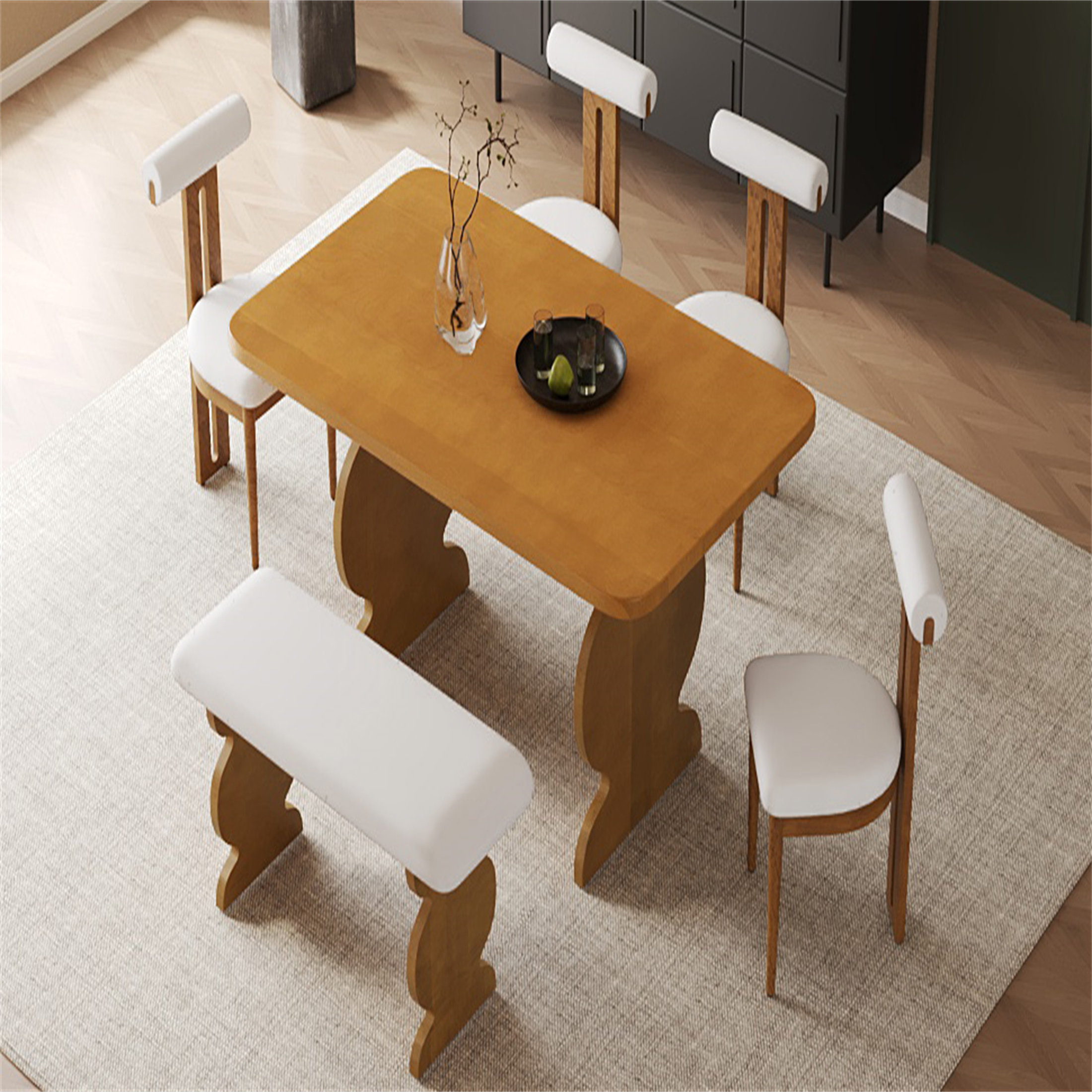 Corrigan Studio 6-Piece Dining Set, Mid-Century Modern Table Set for 6 ...