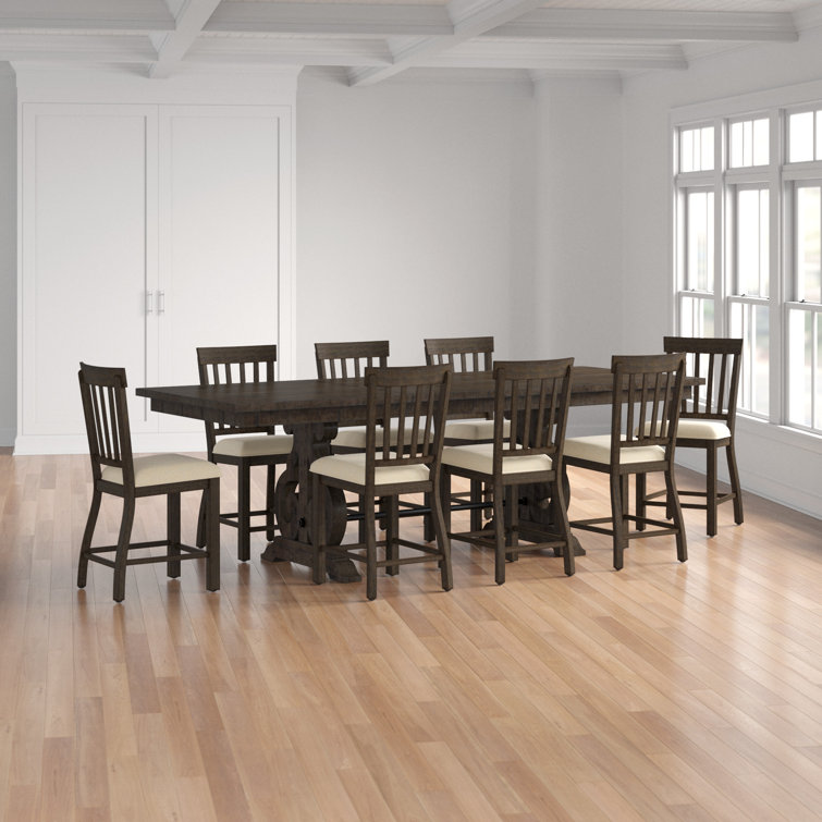 World Menagerie Parthenia 9 - Piece Extendable Solid Wood Trestle ...