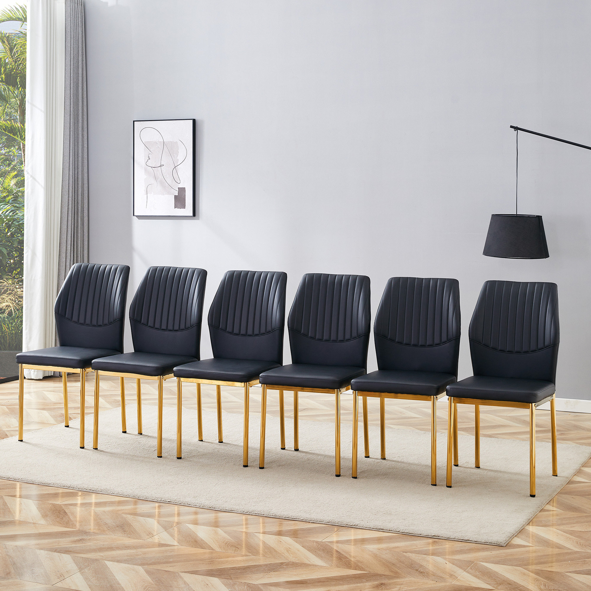 Everly Quinn Luxury Simple Dining Chair Set With High-resilience Black ...