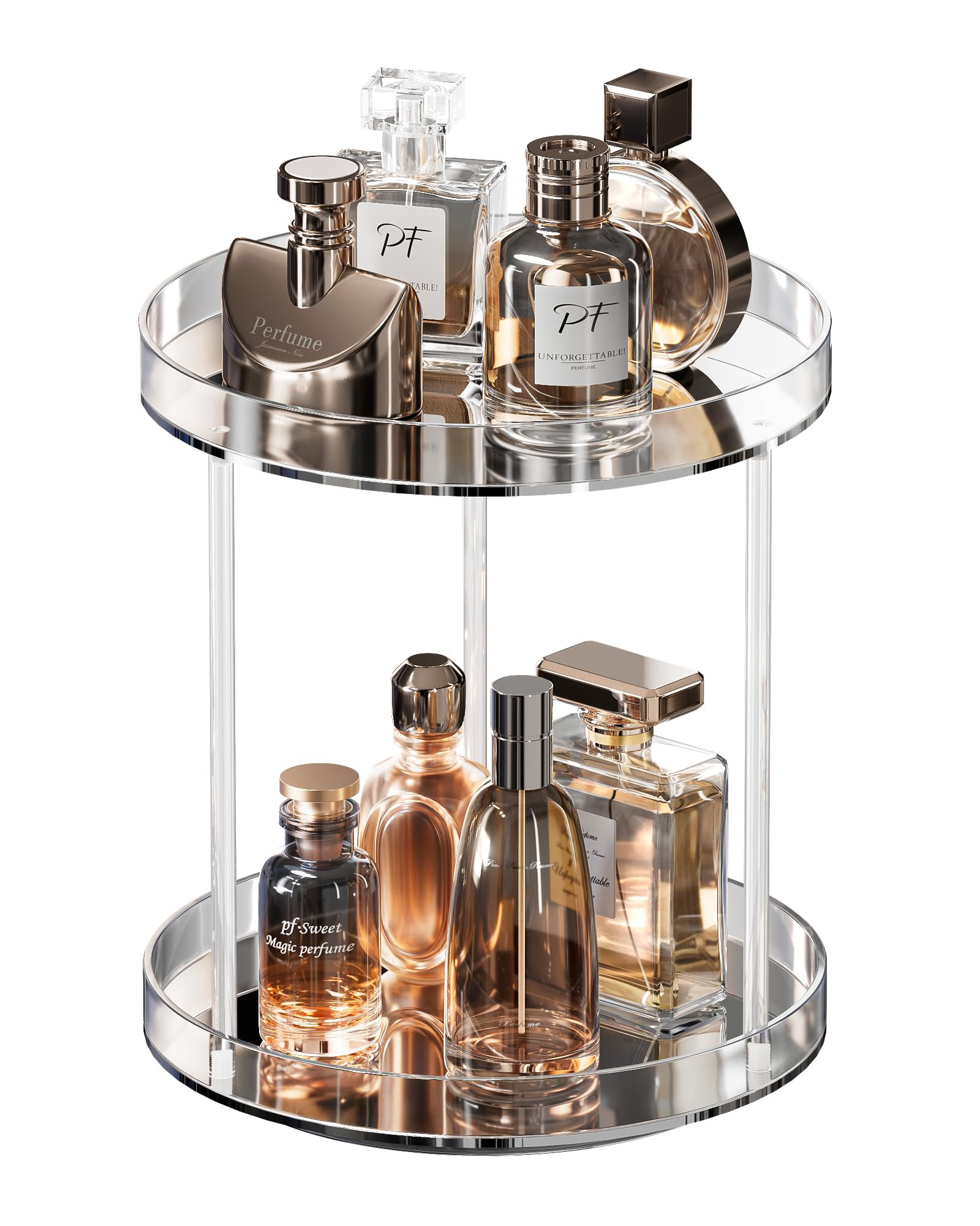Orren Ellis Rotating Acrylic Perfume Organizer, Double-Layer ...