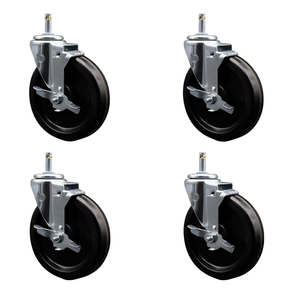 Service Caster Swivel Grip Ring Stem Caster with Total Lock Brake | Wayfair