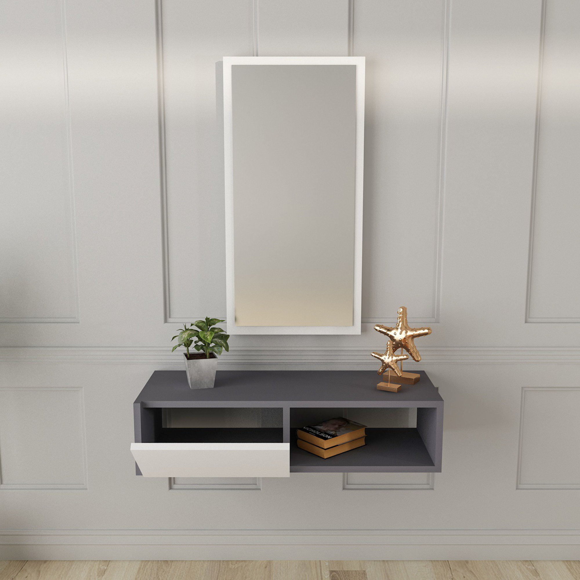East Urban Home Joycene Bathroom / Vanity Mirror with Shelves | Wayfair