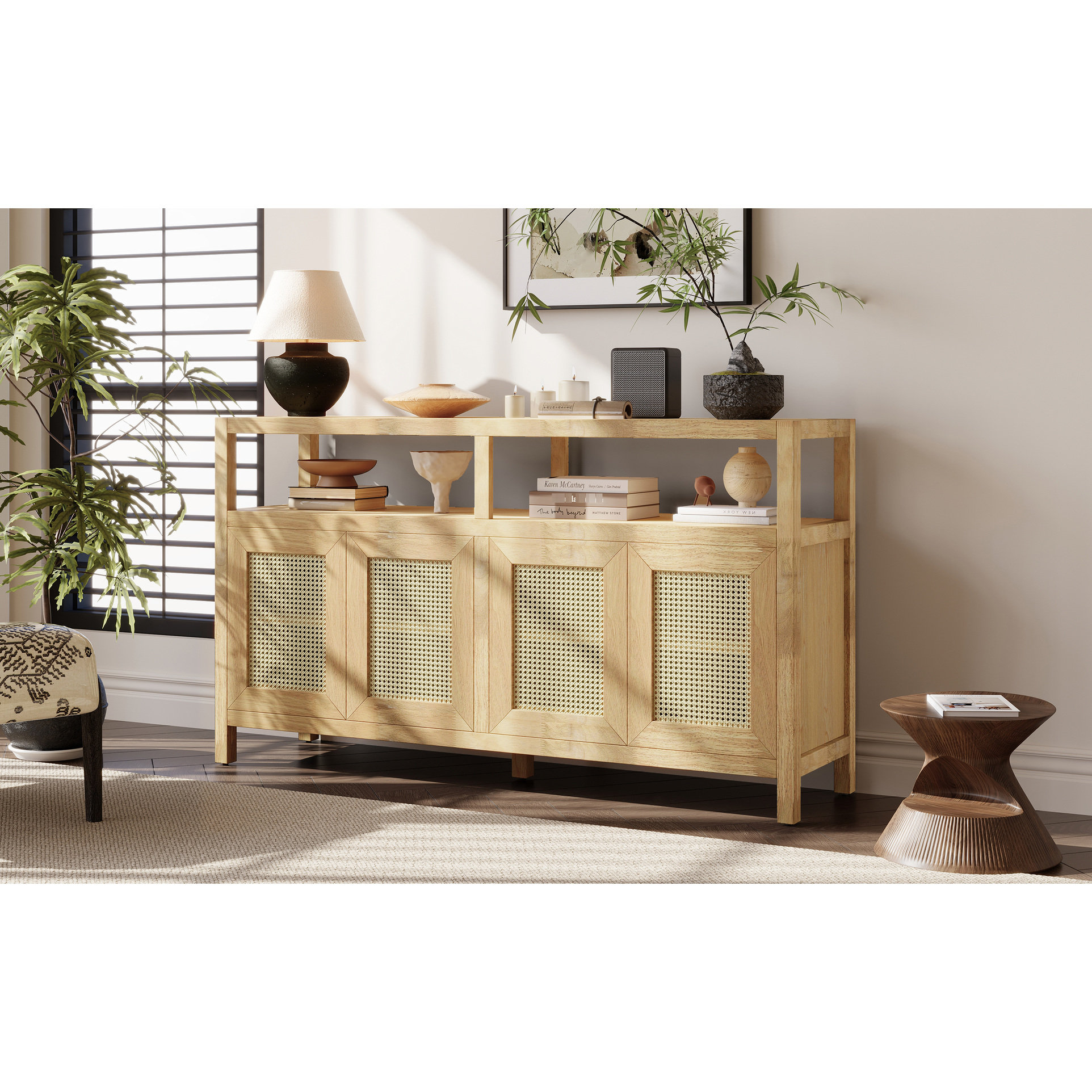 Dakota Fields Bohemian Style Buffet With Open Shelf And Concealed Doors ...