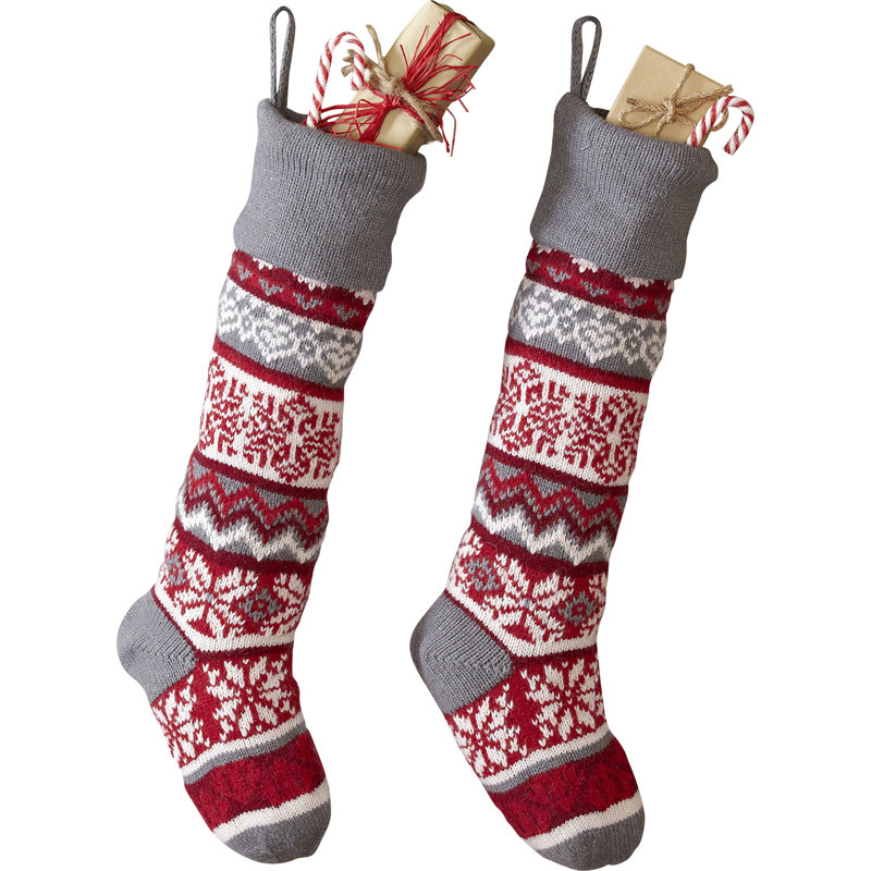 Three Posts™ Mctaggart Snowflake Classic Knit Stocking & Reviews | Wayfair
