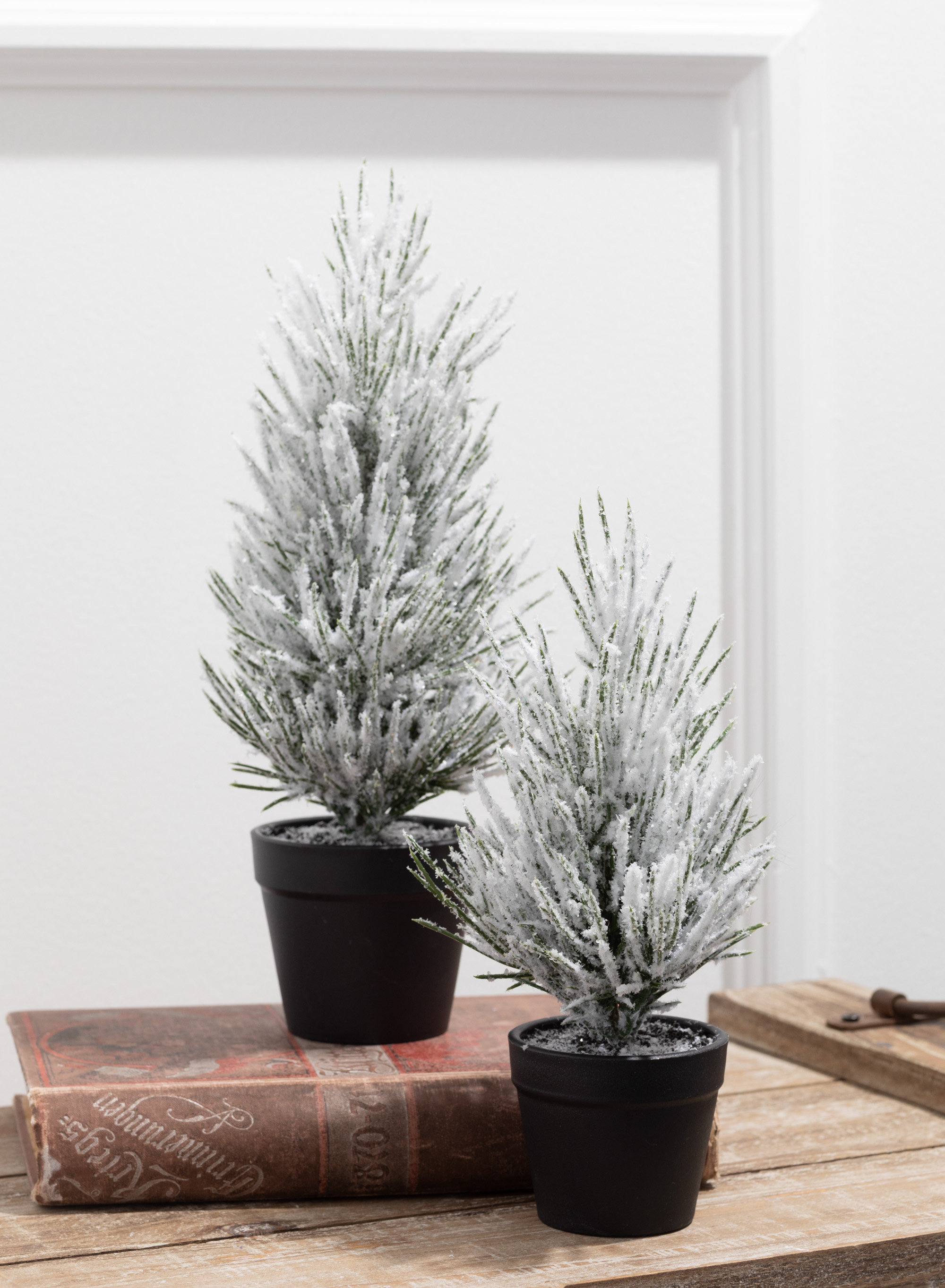 The Twillery Co. Surber White/Green Pine Flocked/Frosted Christmas Tree ...