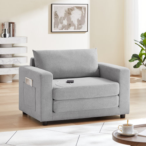 Ebern Designs Beverlye Convertible Sleeper Chair, Accent Chair with USB ...