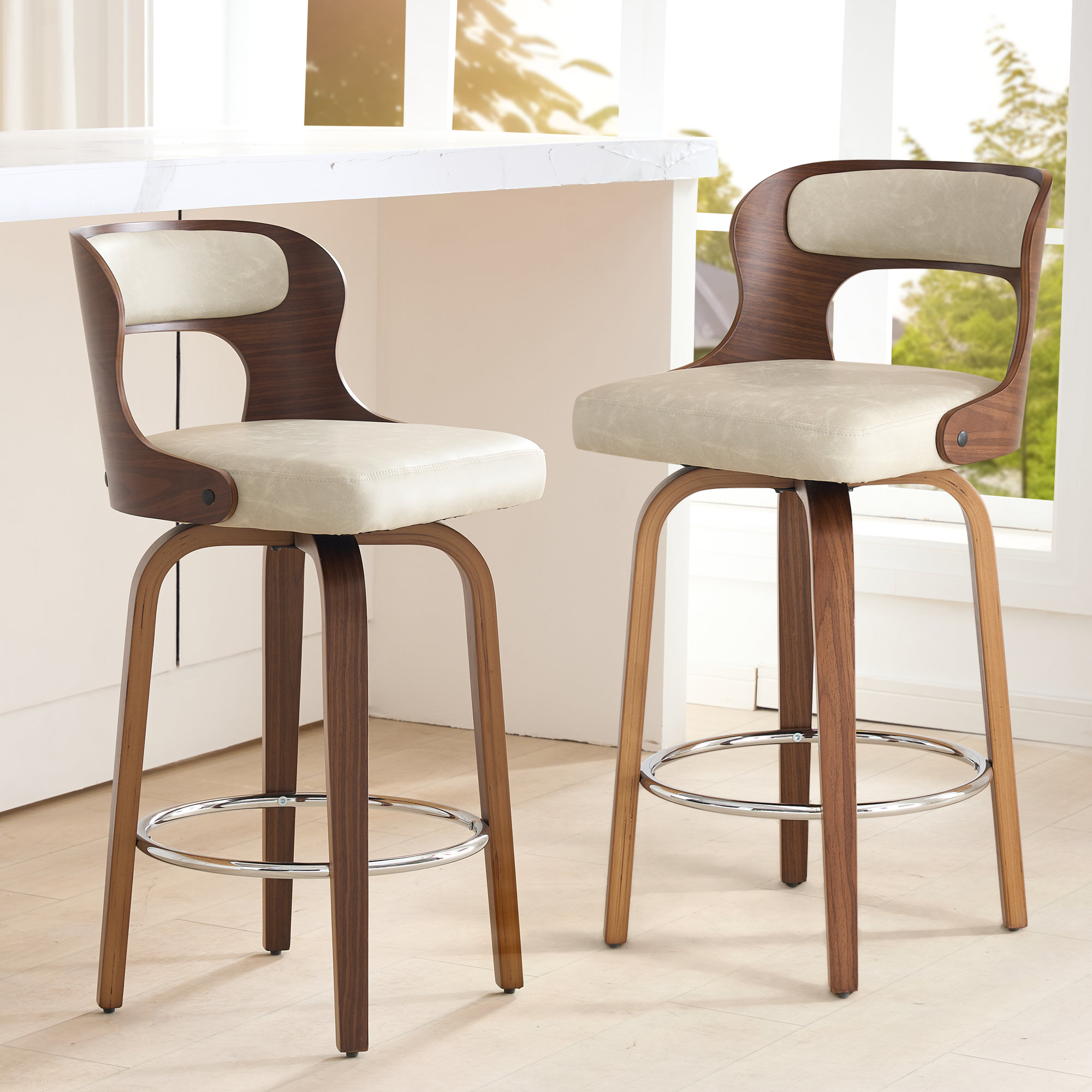 Corrigan Studio® Swivel Faux Leather Counter & Bar Stools & Reviews ...