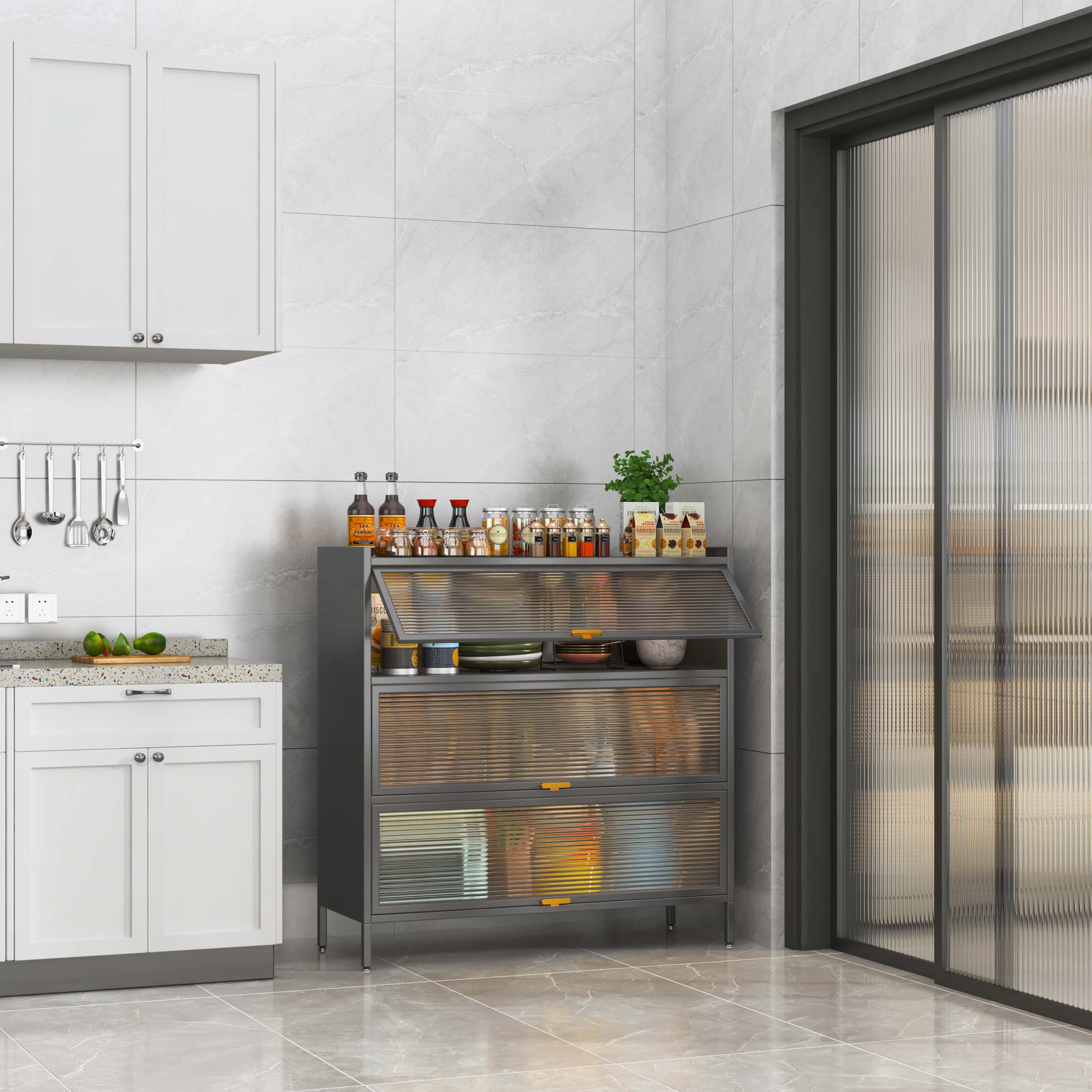 Hokku Designs 3 Tier Pantry Storage Cabinet Baker Racks for Kitchen ...