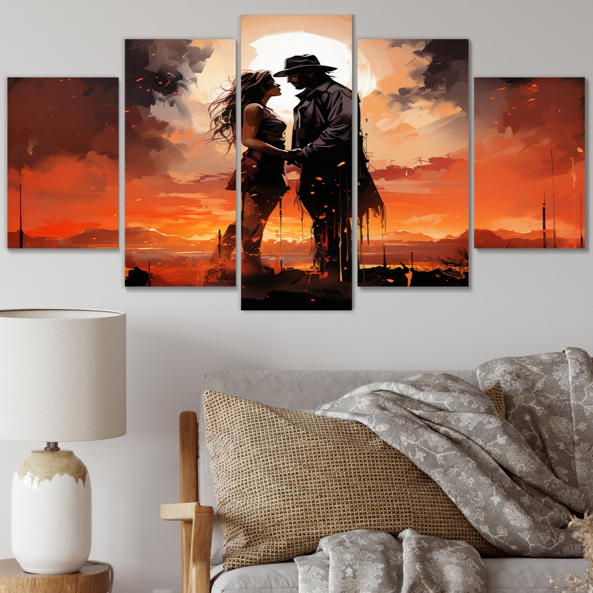Winston Porter Cowboy Western Romance On Canvas 5 Pieces Print | Wayfair