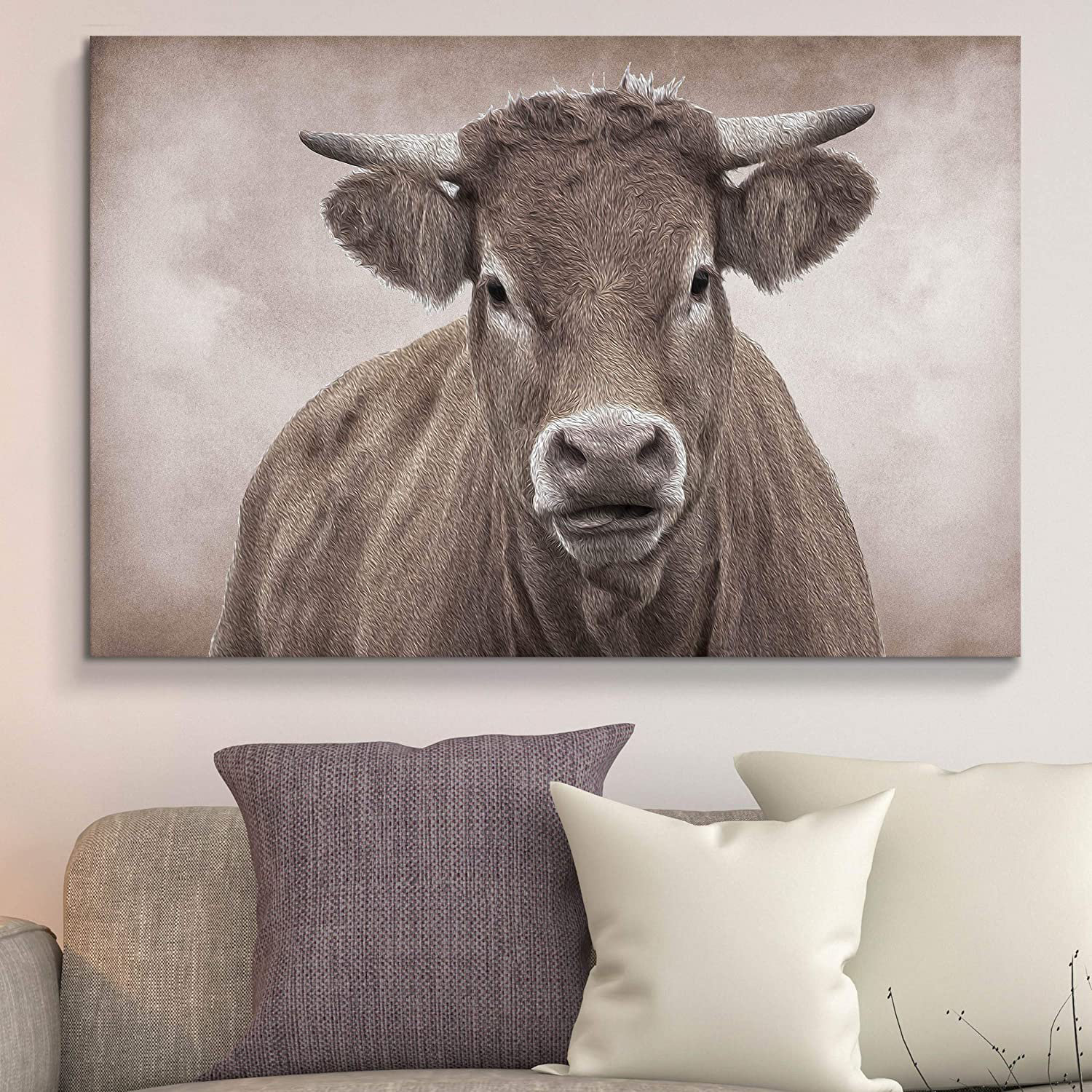 IDEA4WALL Cow Portrait on Graphite Background Animals Wilderness ...