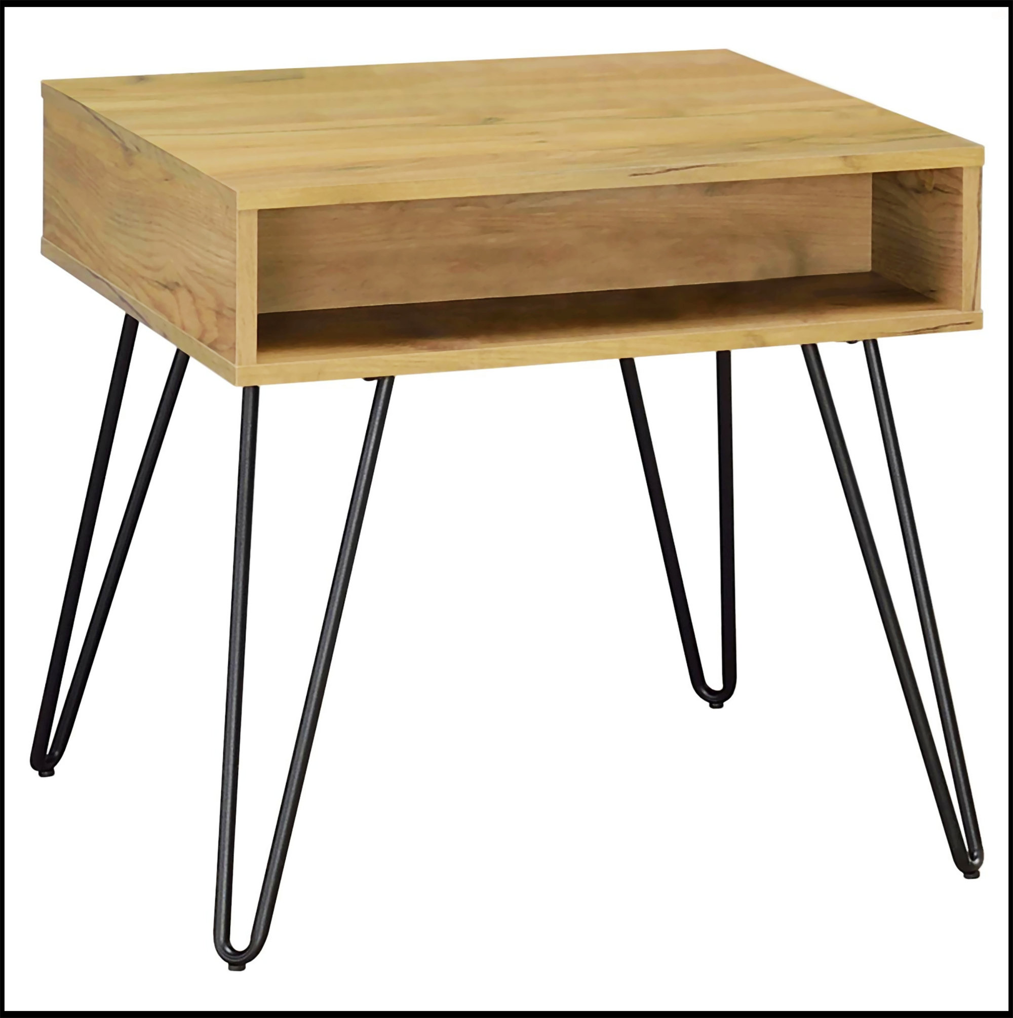 George Oliver Golden Oak And Black Square End Table | Wayfair