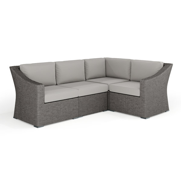 Martha Stewart Bedford Outdoor Modular Rattan Wicker 4-Seat Sectional ...