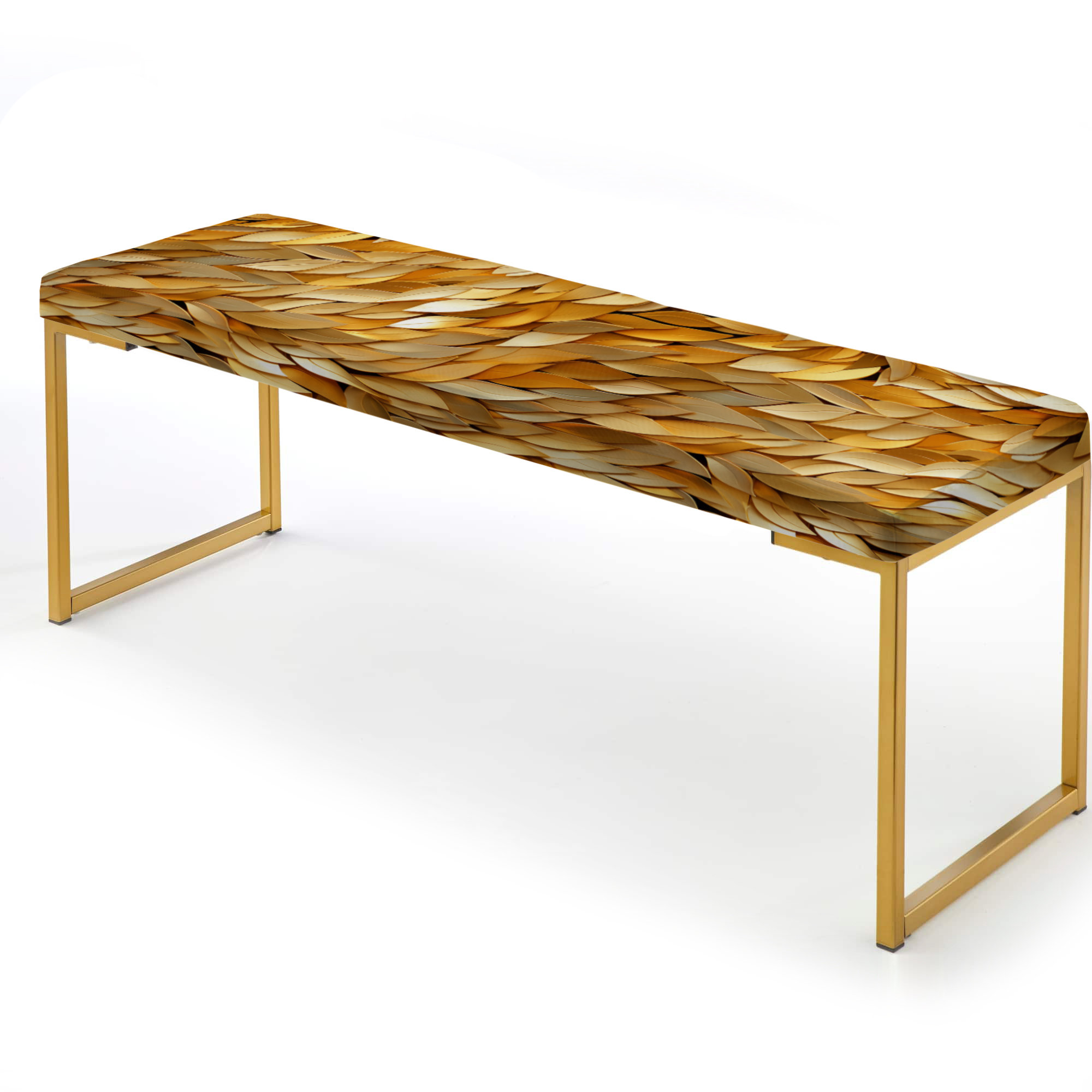 Design Art Gold Fish Scales - Marble Upholstered Gold Bench | Wayfair