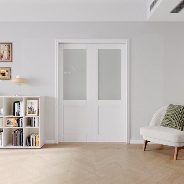 ARK DESIGN Double Sliding Closet Door Solid Frosted Glass French Door ...