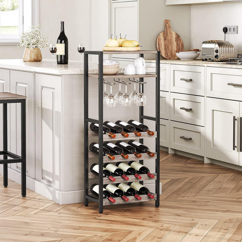 17 Stories 6-Tier Bar Rack,16-Bottle Wine Storage Rack | Wayfair