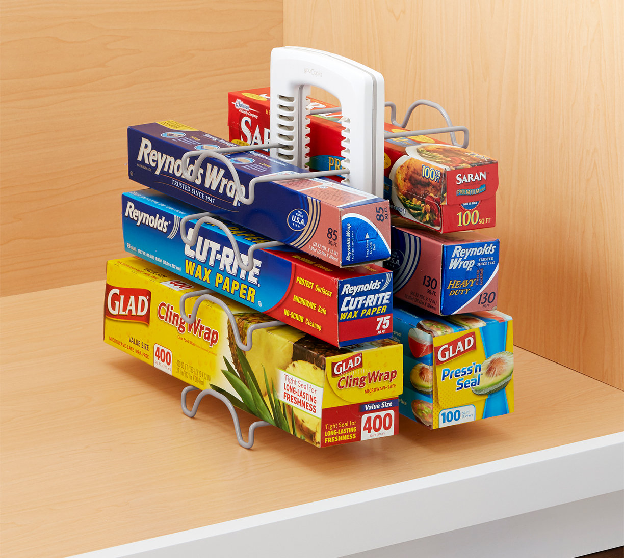 YouCopia® WrapStand® Kitchen Wrap Foil and Bag Caddy, Adjustable Rack ...